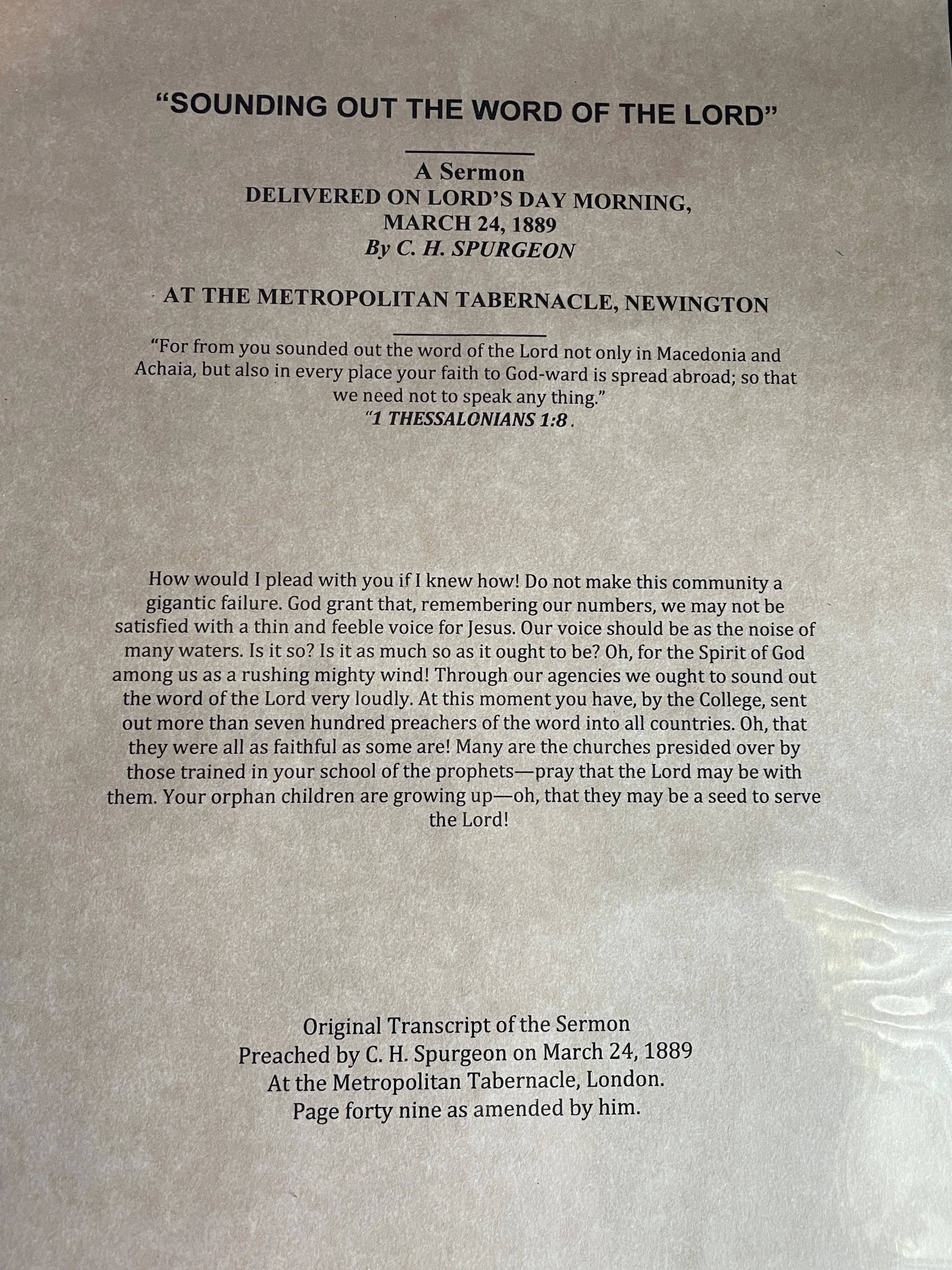 Single Spurgeon Sermon Manuscript Page — Rare Document Traders