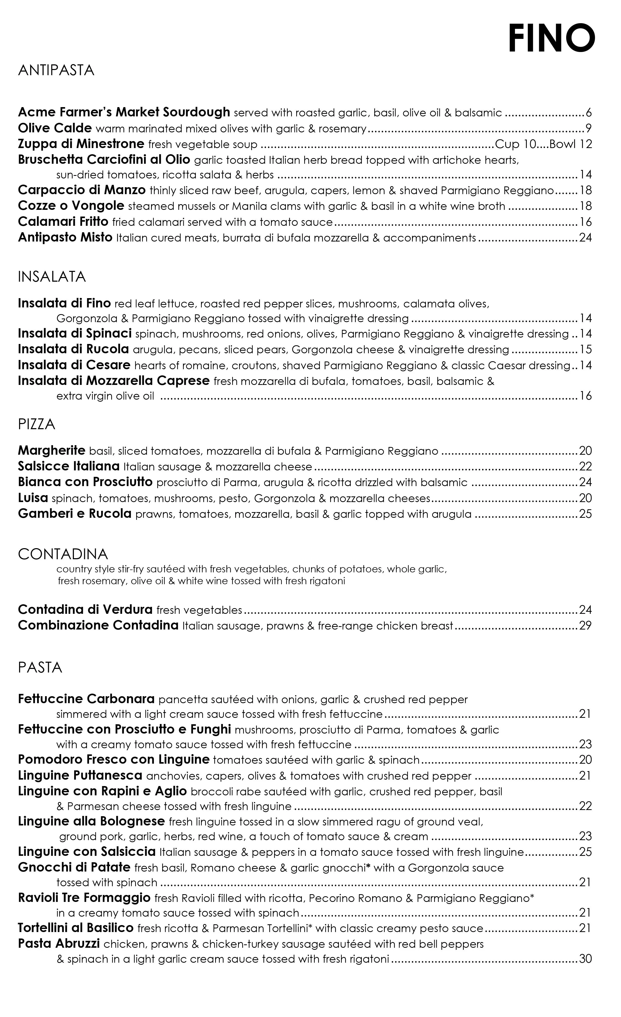 Dinner — Fino Ristorante