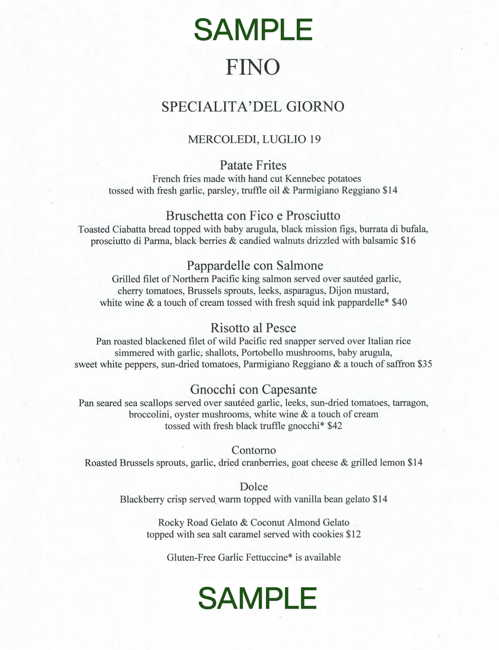 Specials — FINO