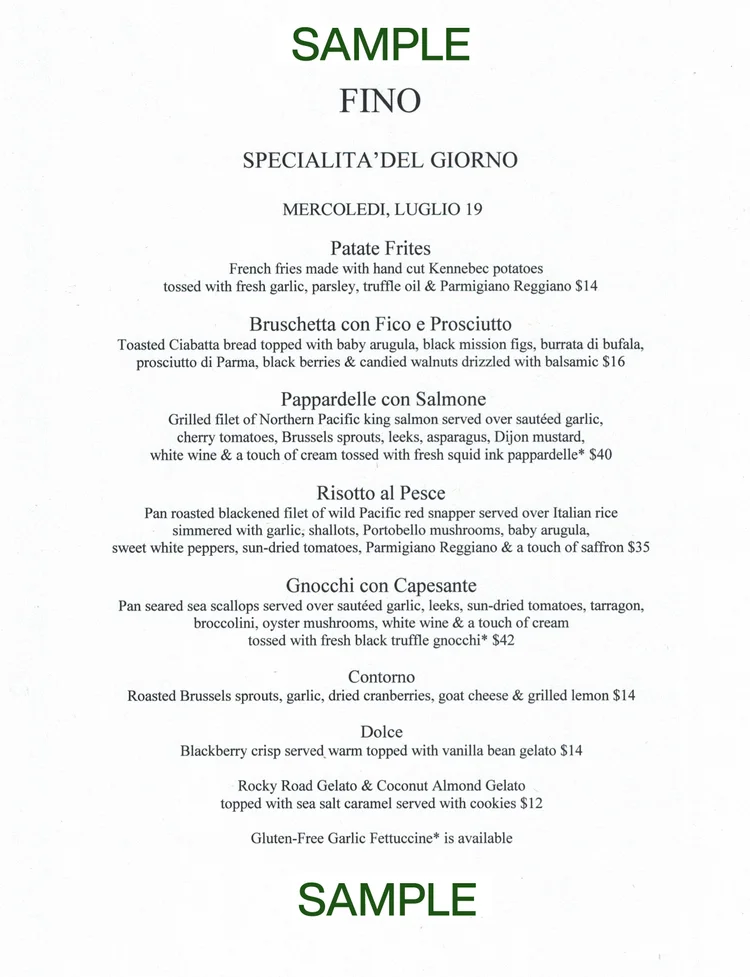 Specials — FINO