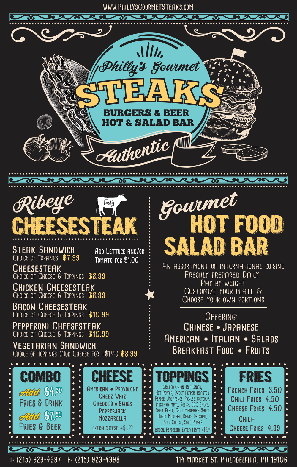 Menu — Philly's Gourmet Steaks
