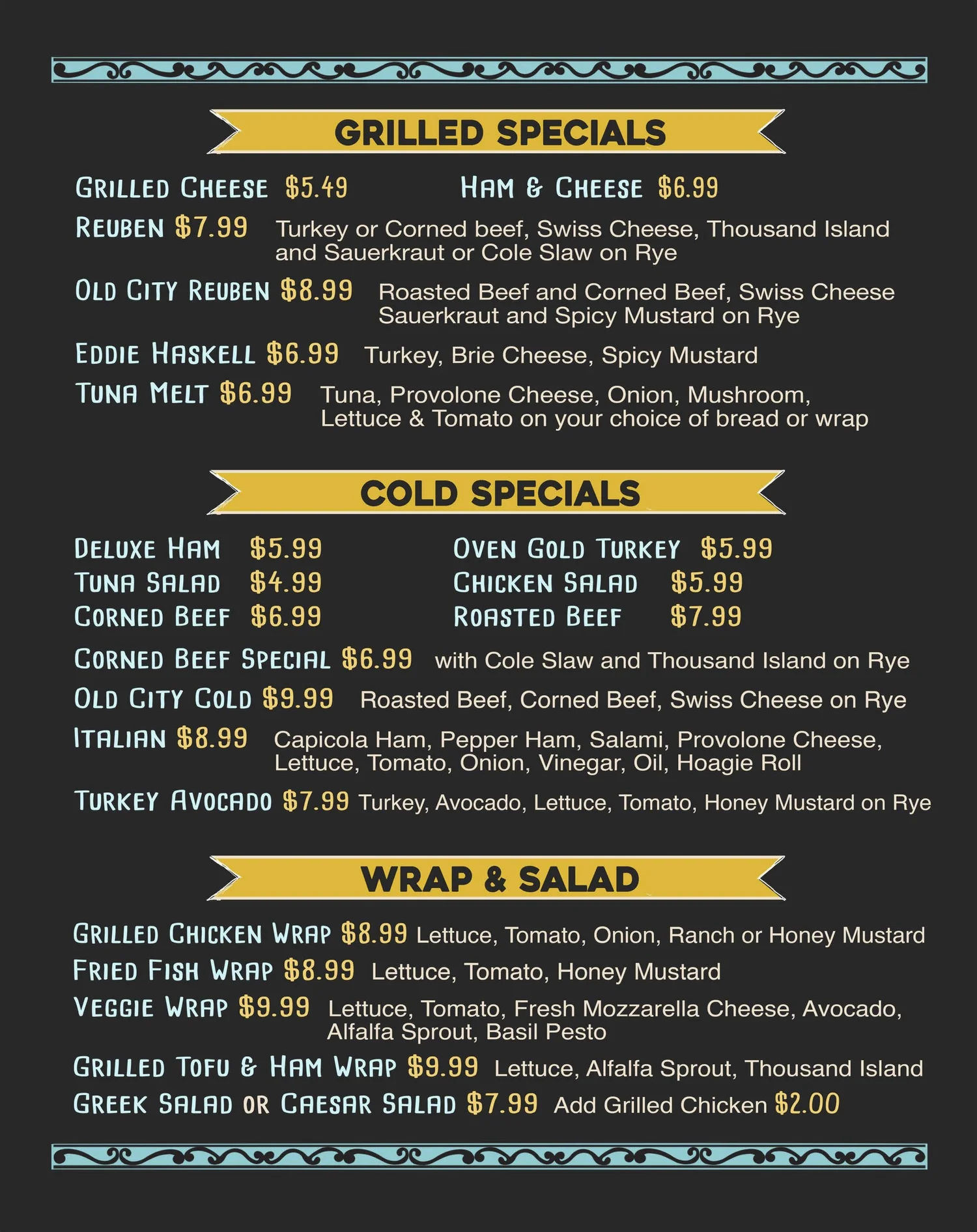 Menu — Philly's Gourmet Steaks