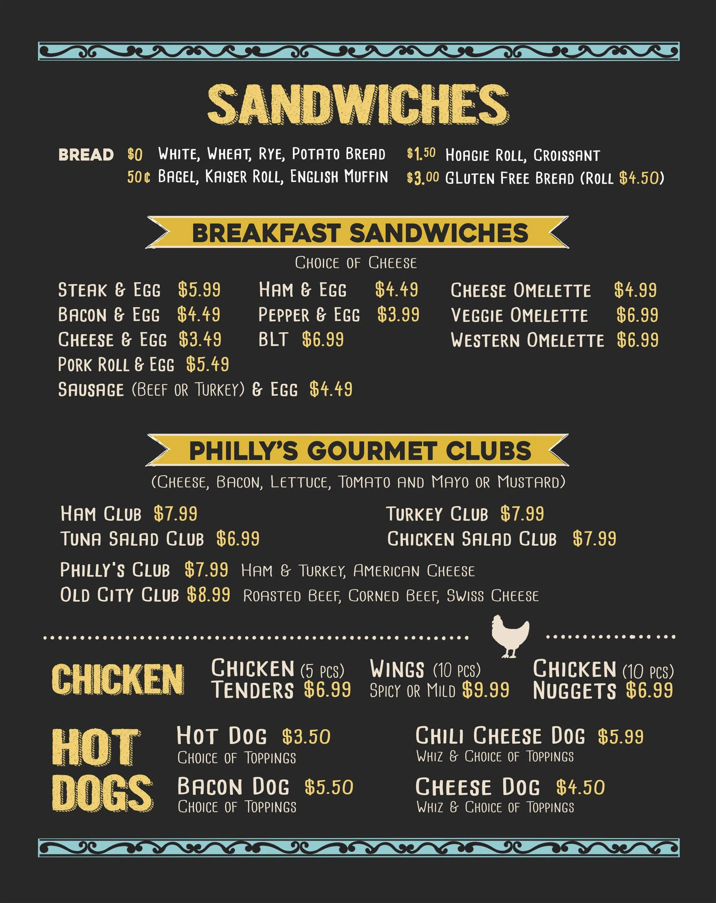 Menu — Philly's Gourmet Steaks