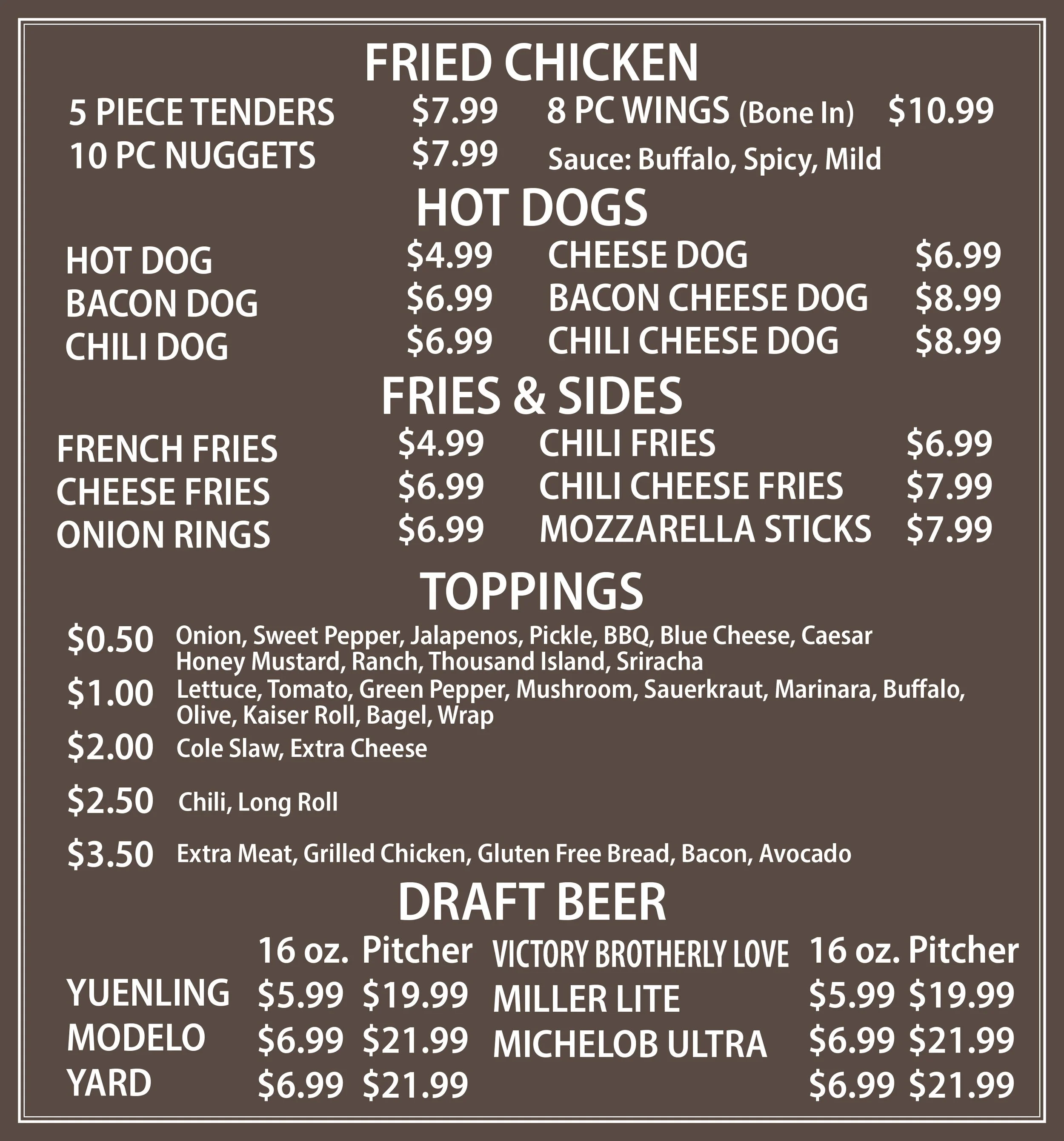 Menu — Philly's Gourmet Steaks