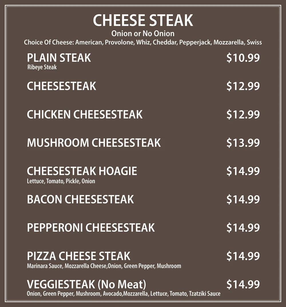 Menu — Philly's Gourmet Steaks