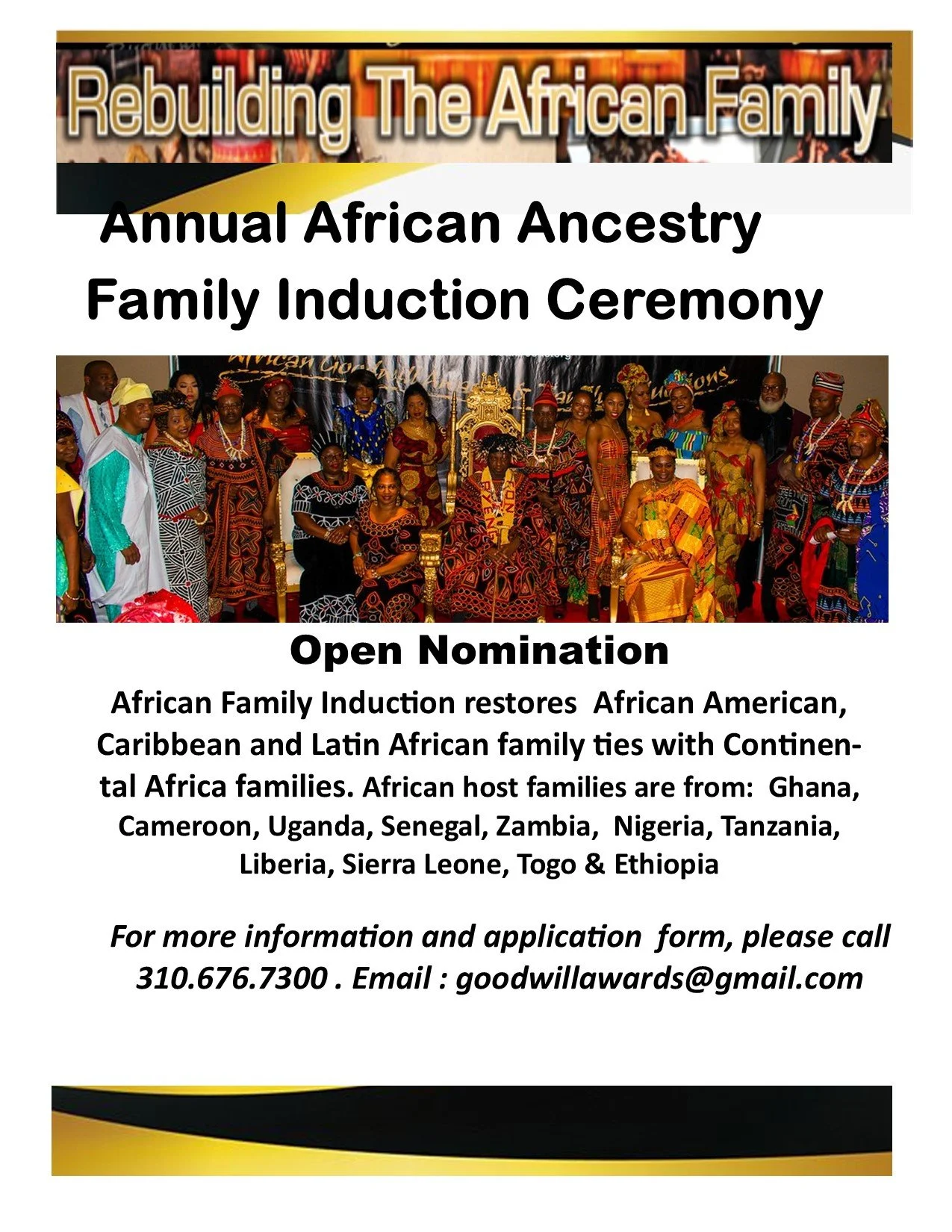 African Ancestry Family Induction Announcement — African focus