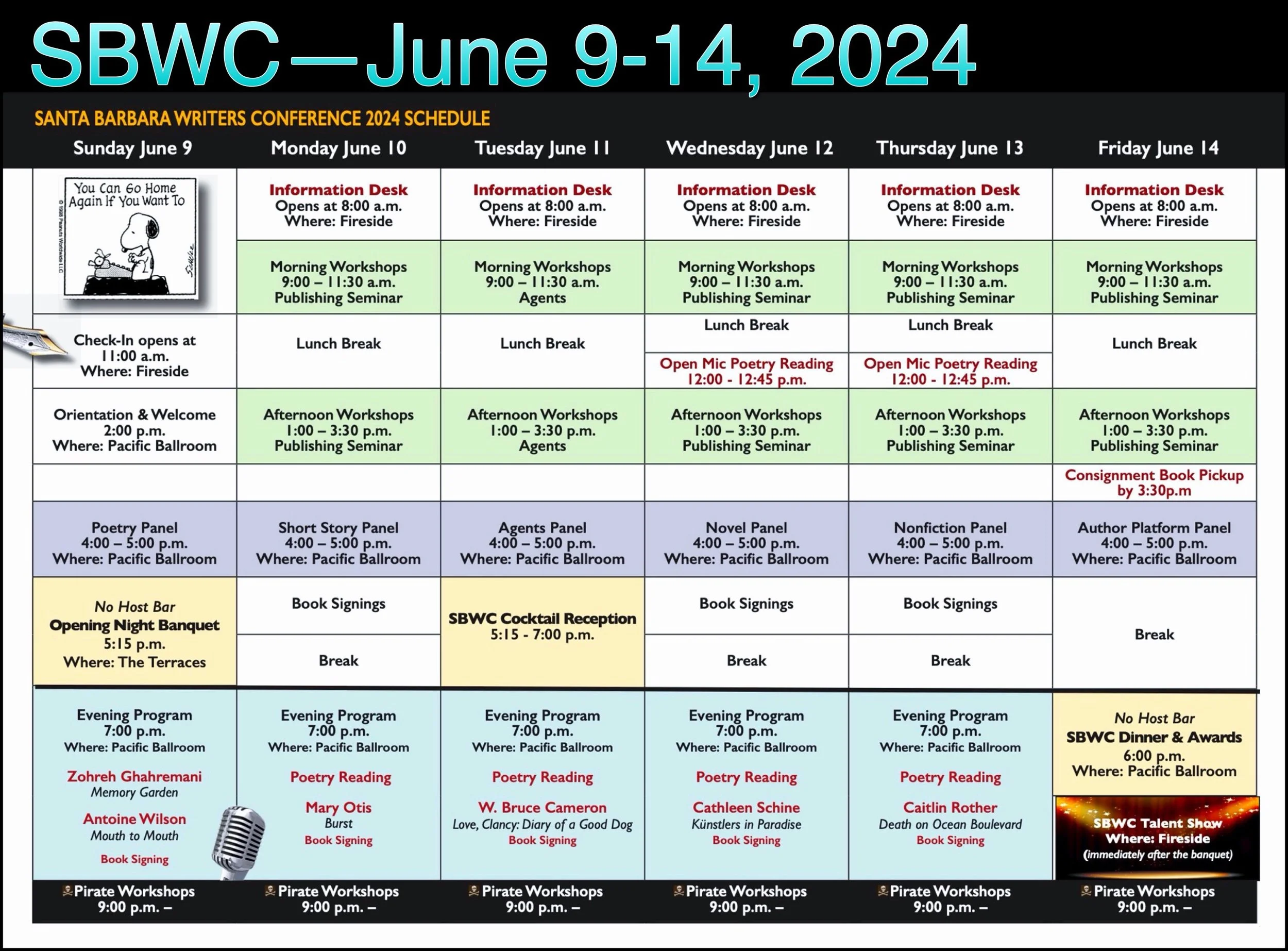 June 9-15, 2024: Santa Barbara Writers Conference Welcome Letter for ...