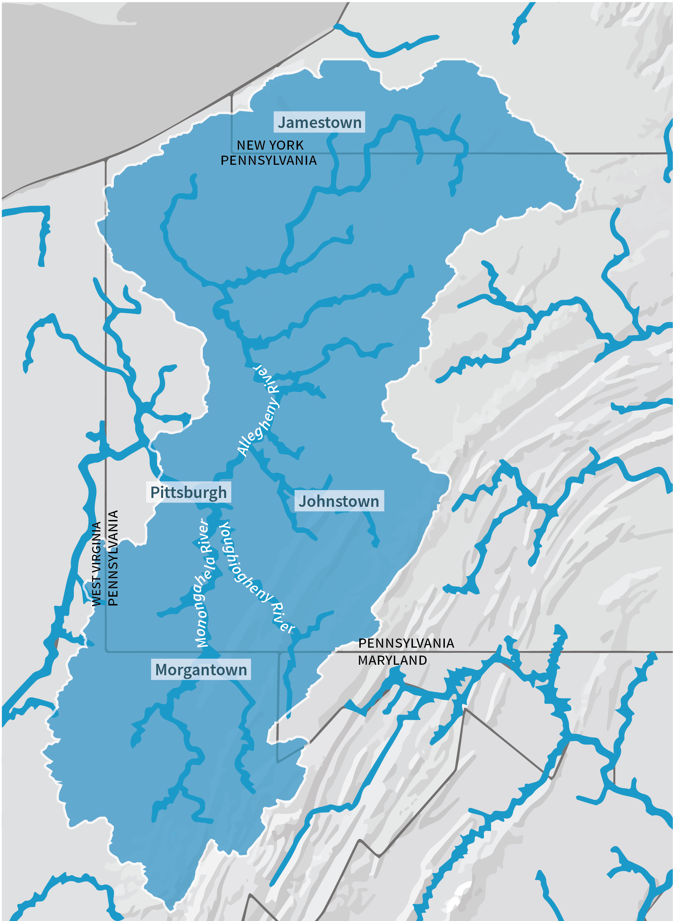 Allegheny And Monongahela River Map