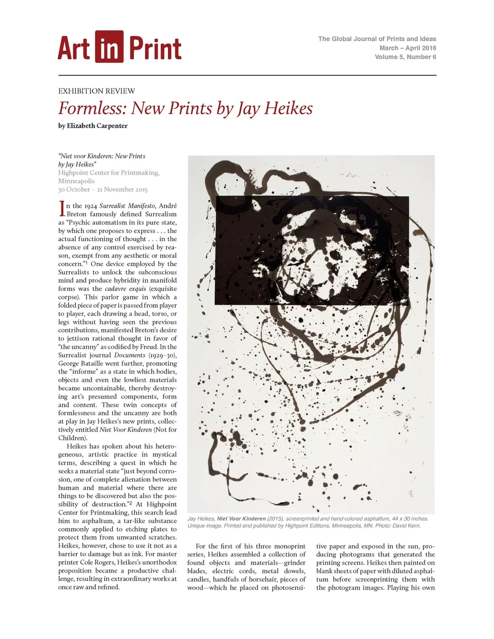 Formless: New Prints by Jay Heikes in Art in Print — Highpoint Center ...