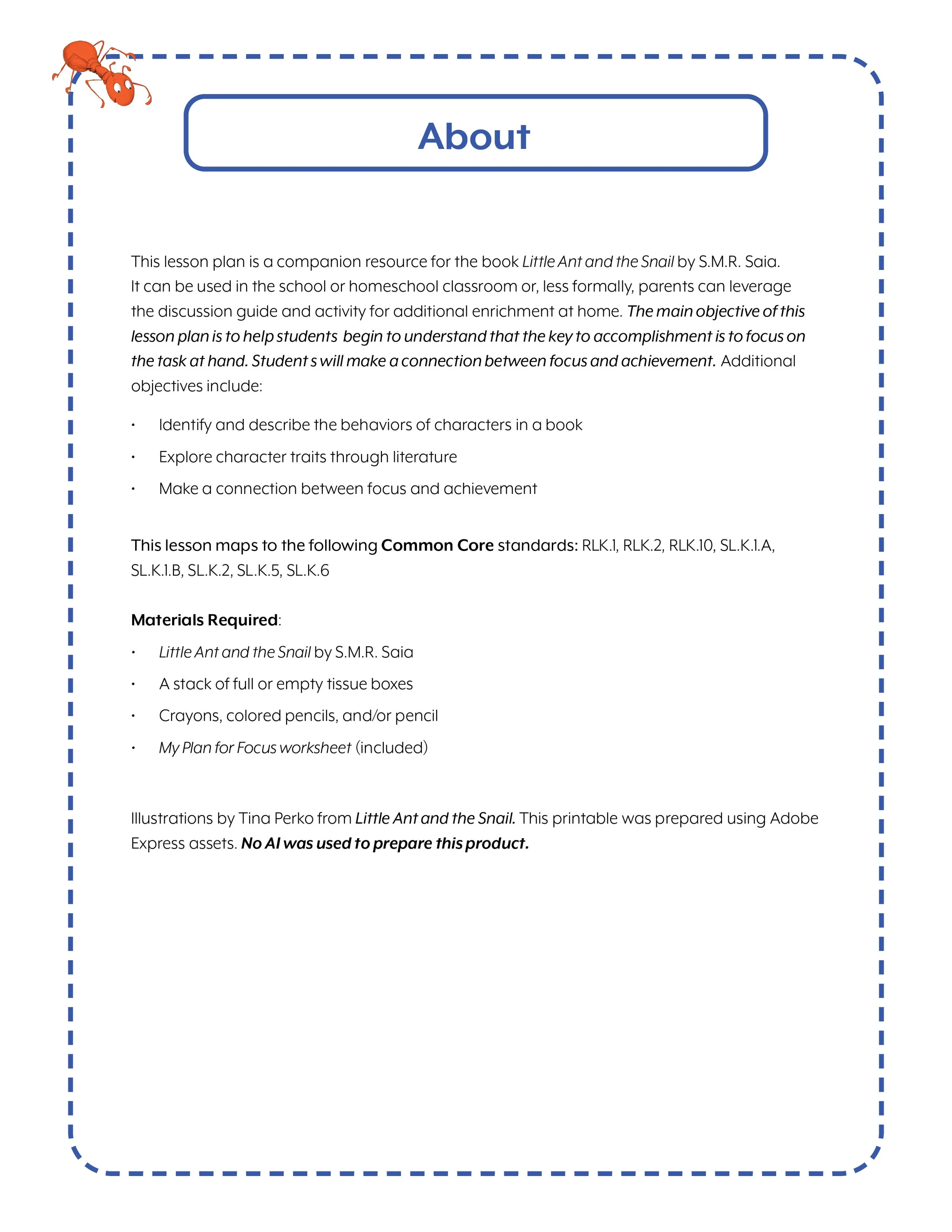 Kindergarten Social Emotional Learning Lesson Plan - Focus - One Thing ...