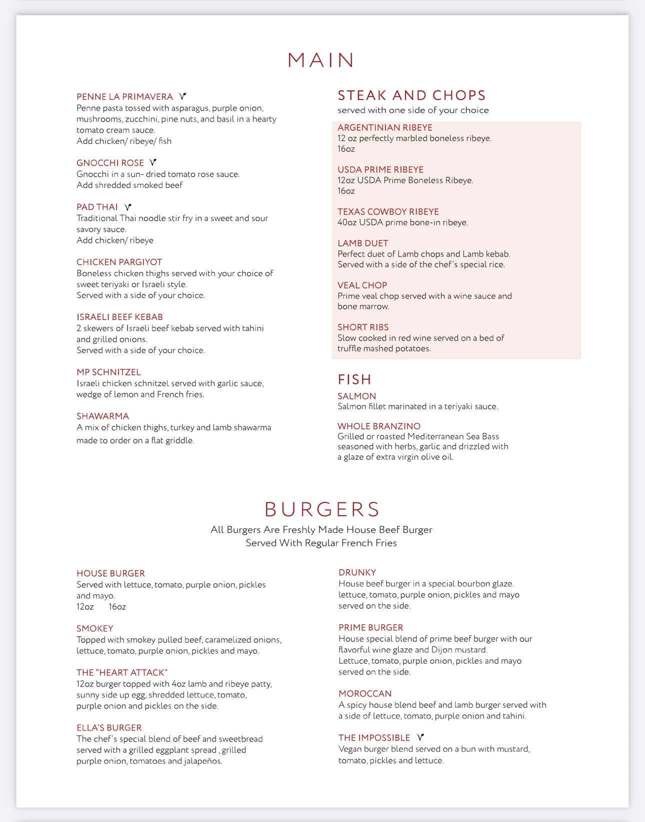 Dinner Menu — Meat Point