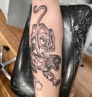 Traditional Panther Rose Tattoo