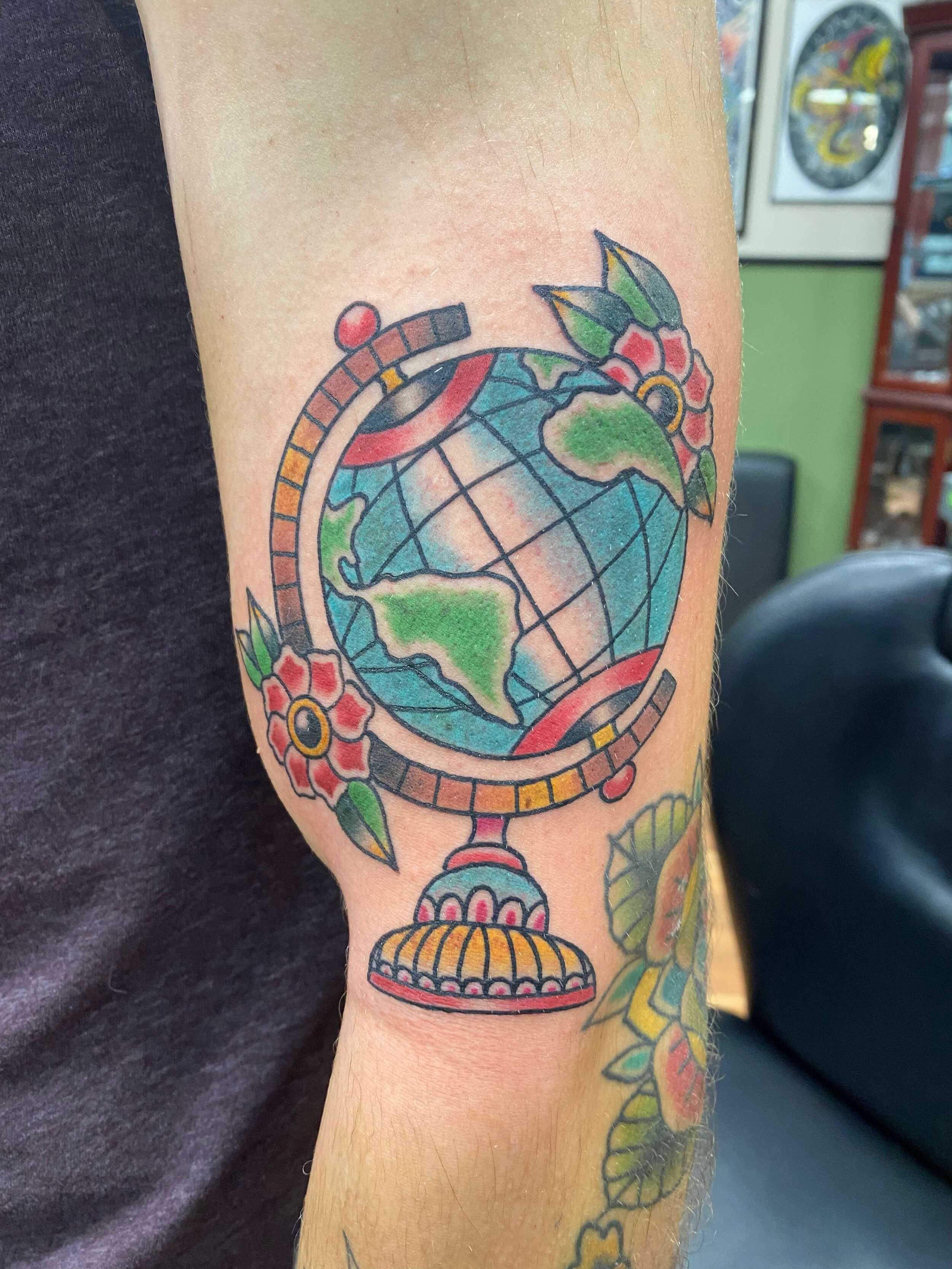 Traditional Globe Tattoo