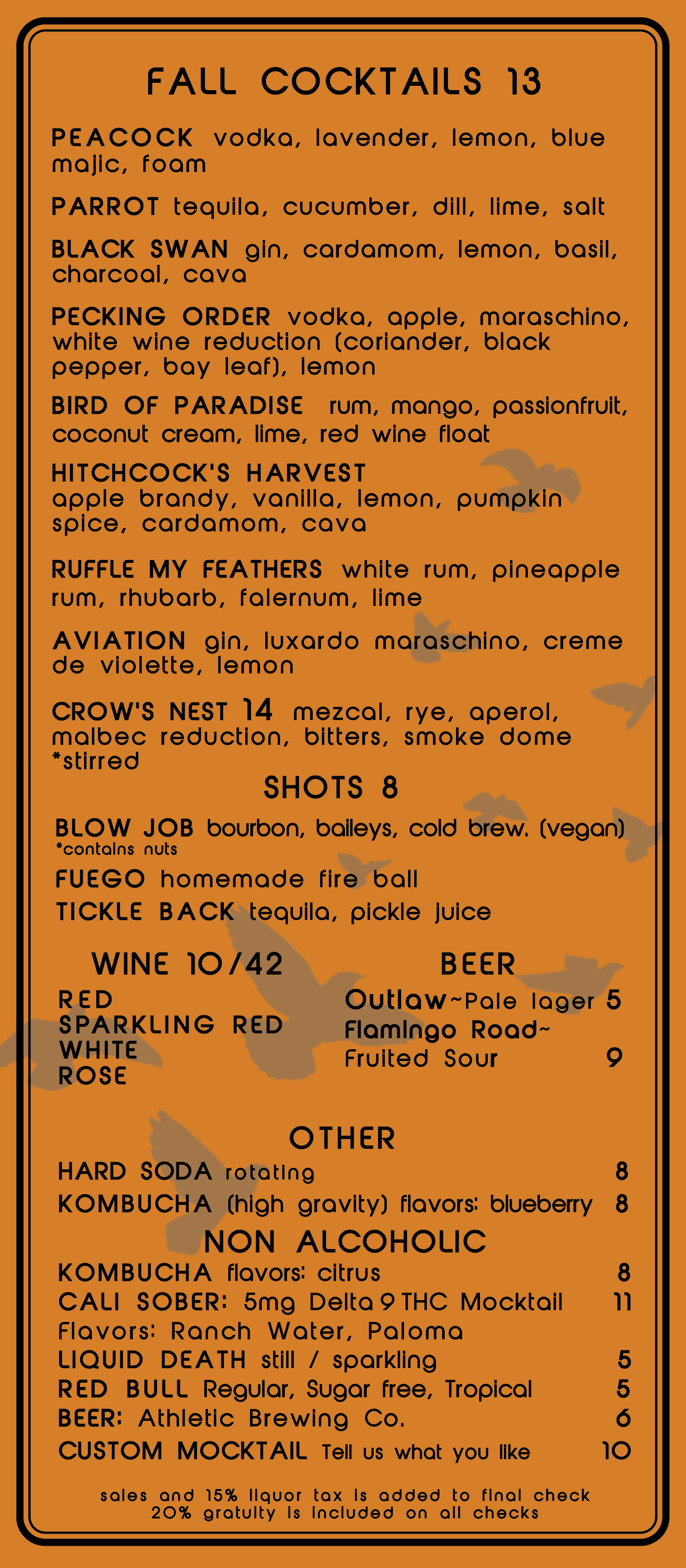 Flamingo Menu — Flamingo Food/Cocktails/Dancing