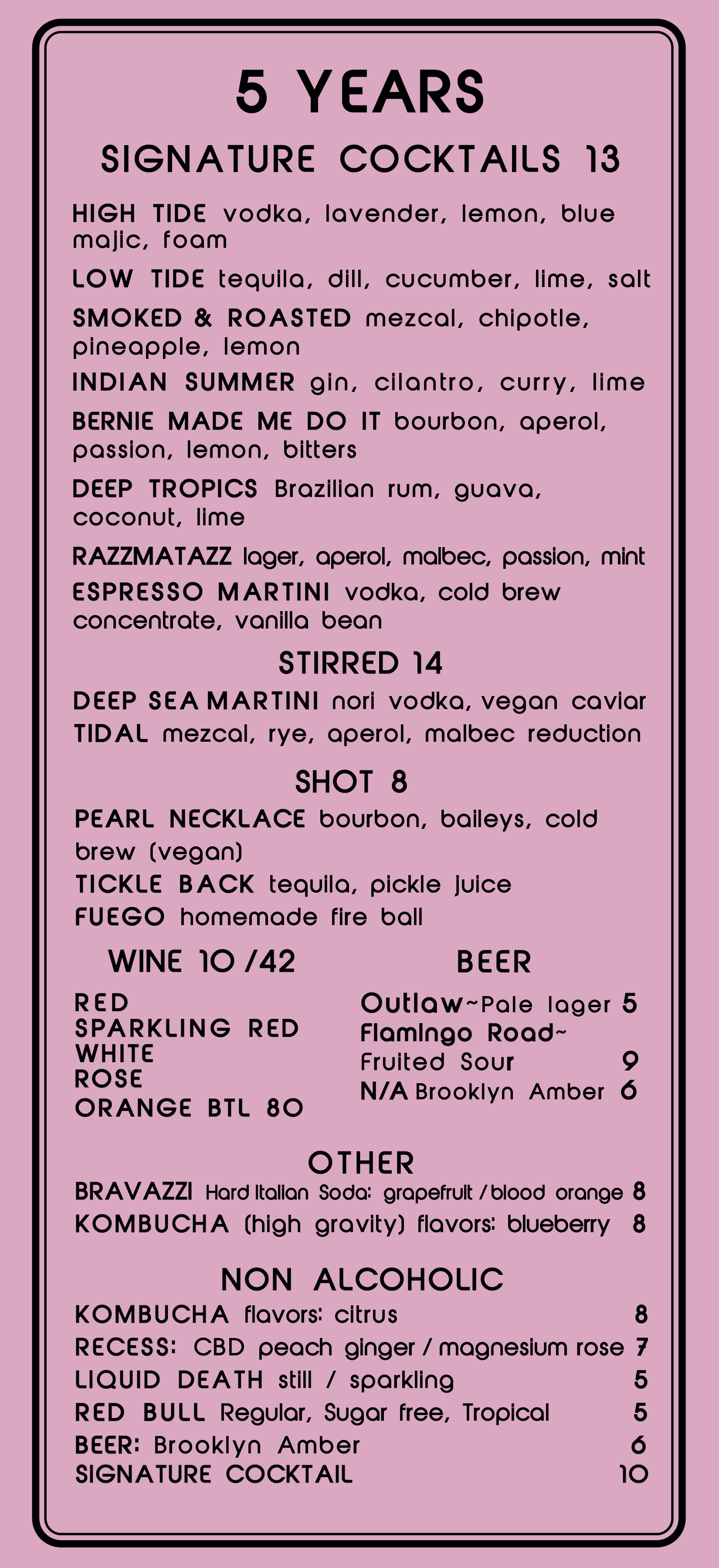 Flamingo Menu — Flamingo Food/Cocktails/Dancing