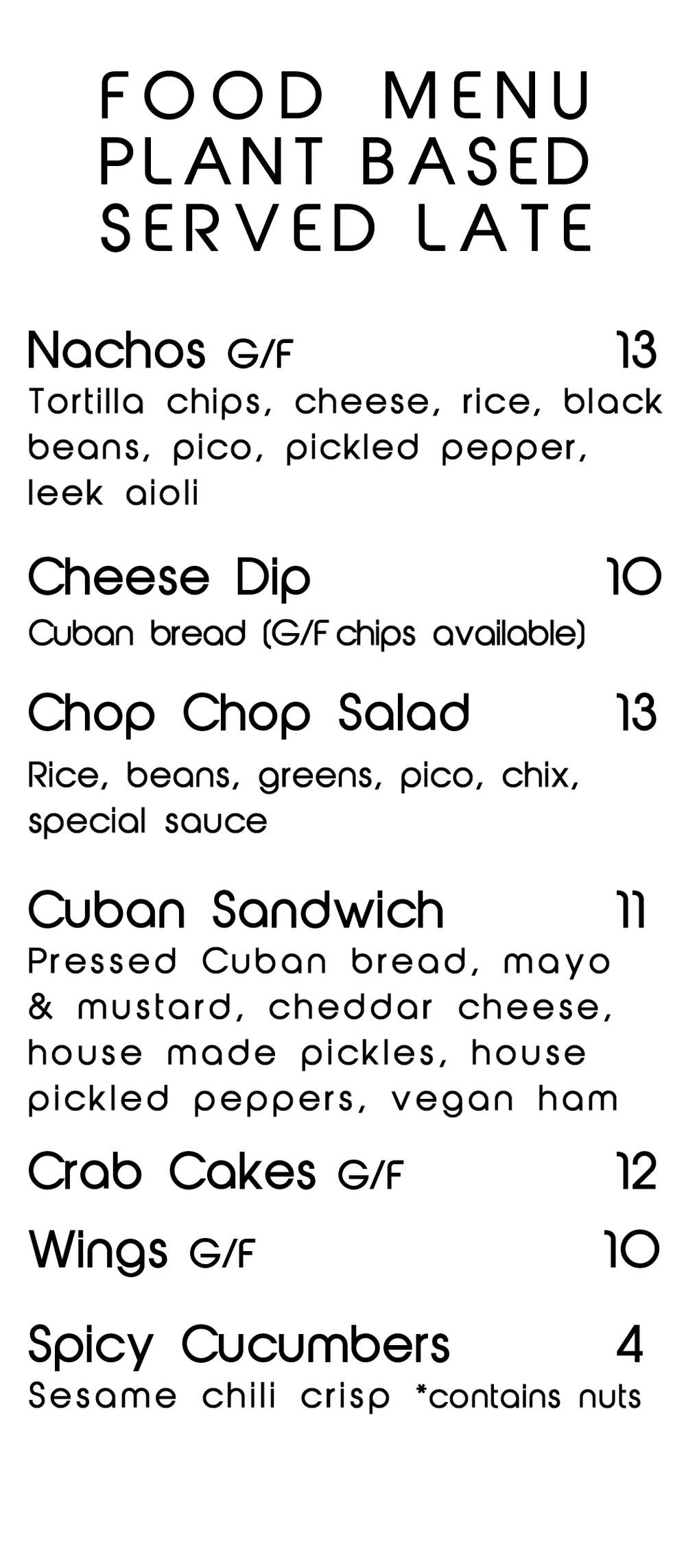 Flamingo Menu — Flamingo Food/Cocktails/Dancing