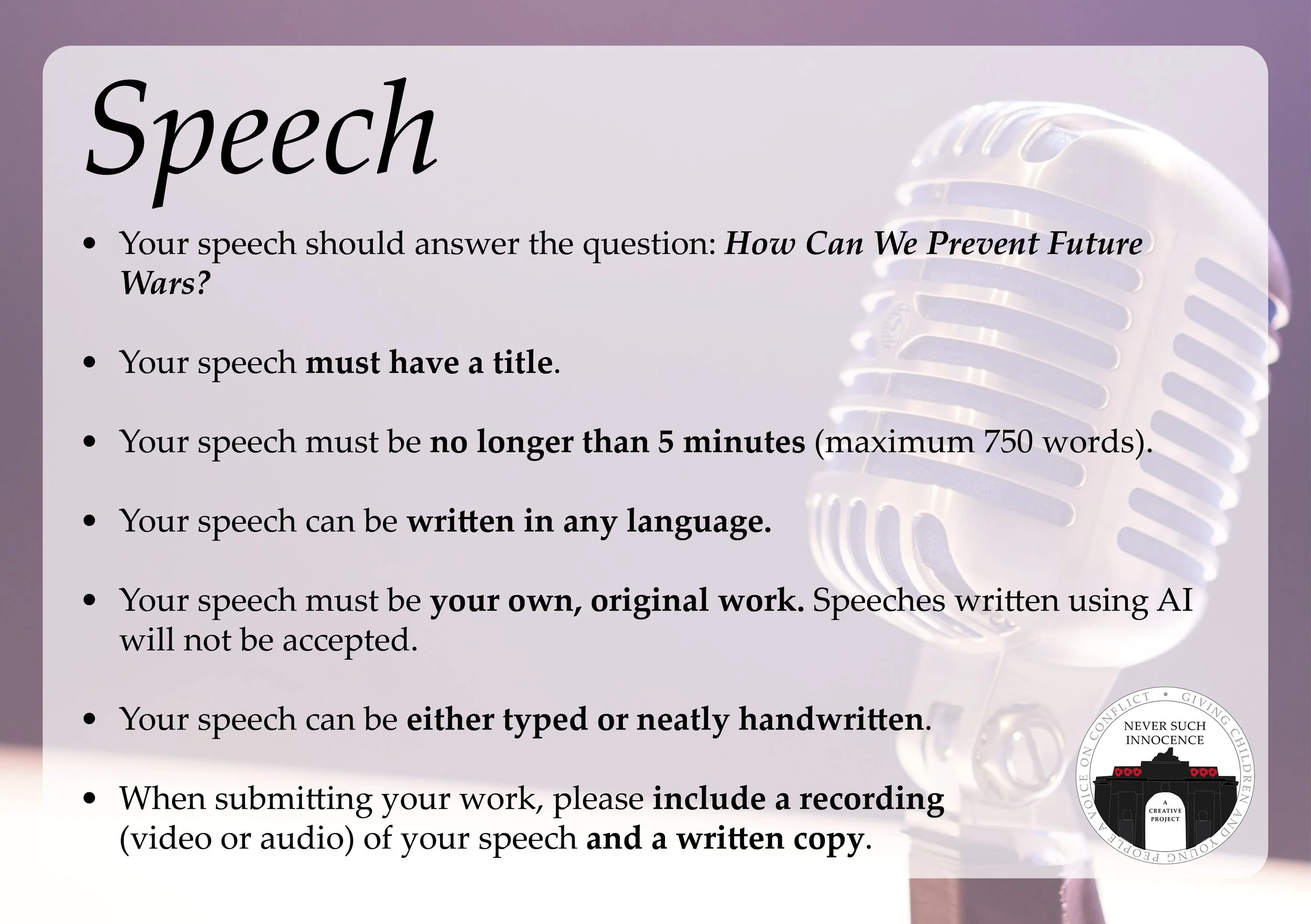 Speech Competition — Never Such Innocence
