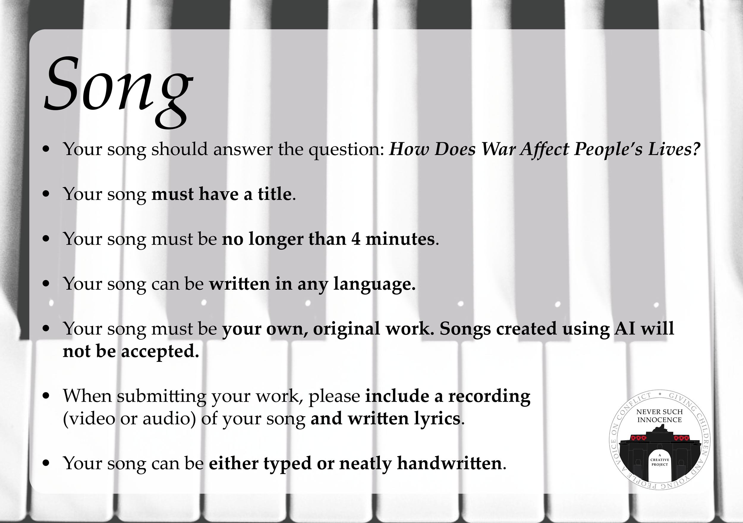 Song Competition — Never Such Innocence