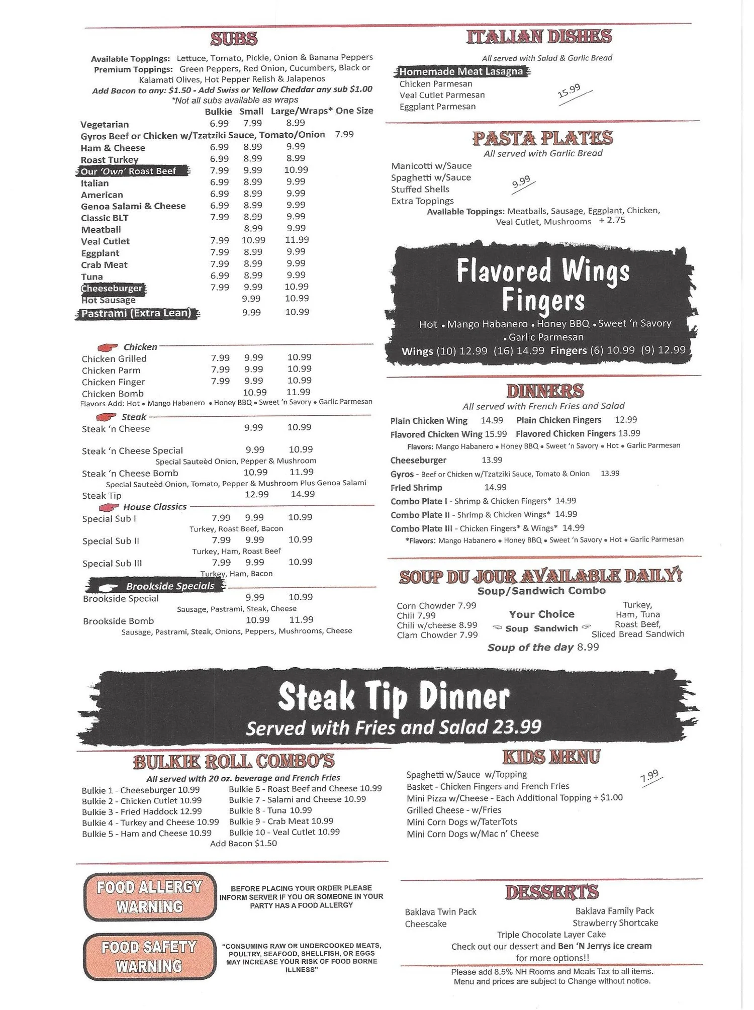 Tap Public House Menu — Welcome