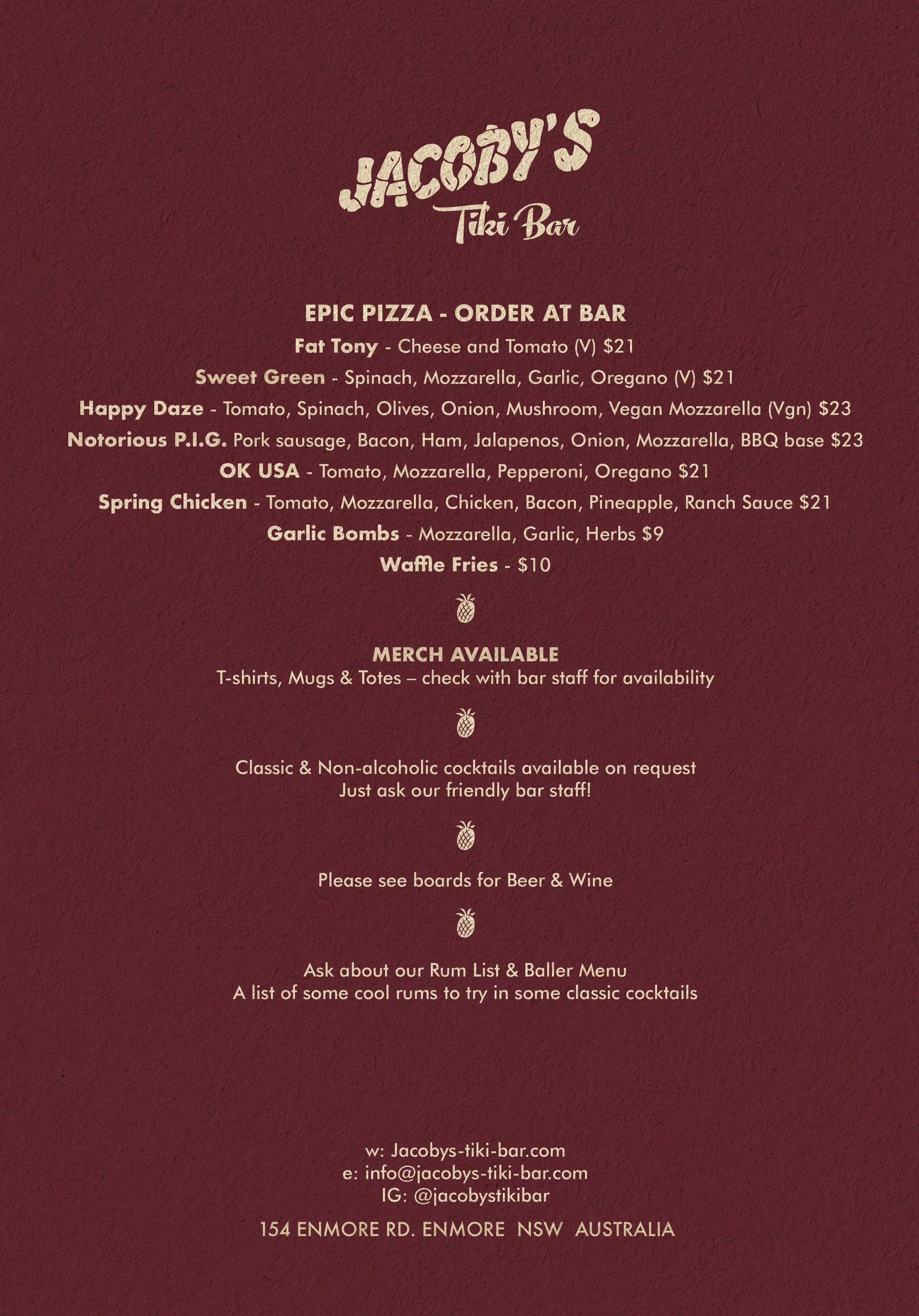 Menu — Jacoby's Tiki Bar