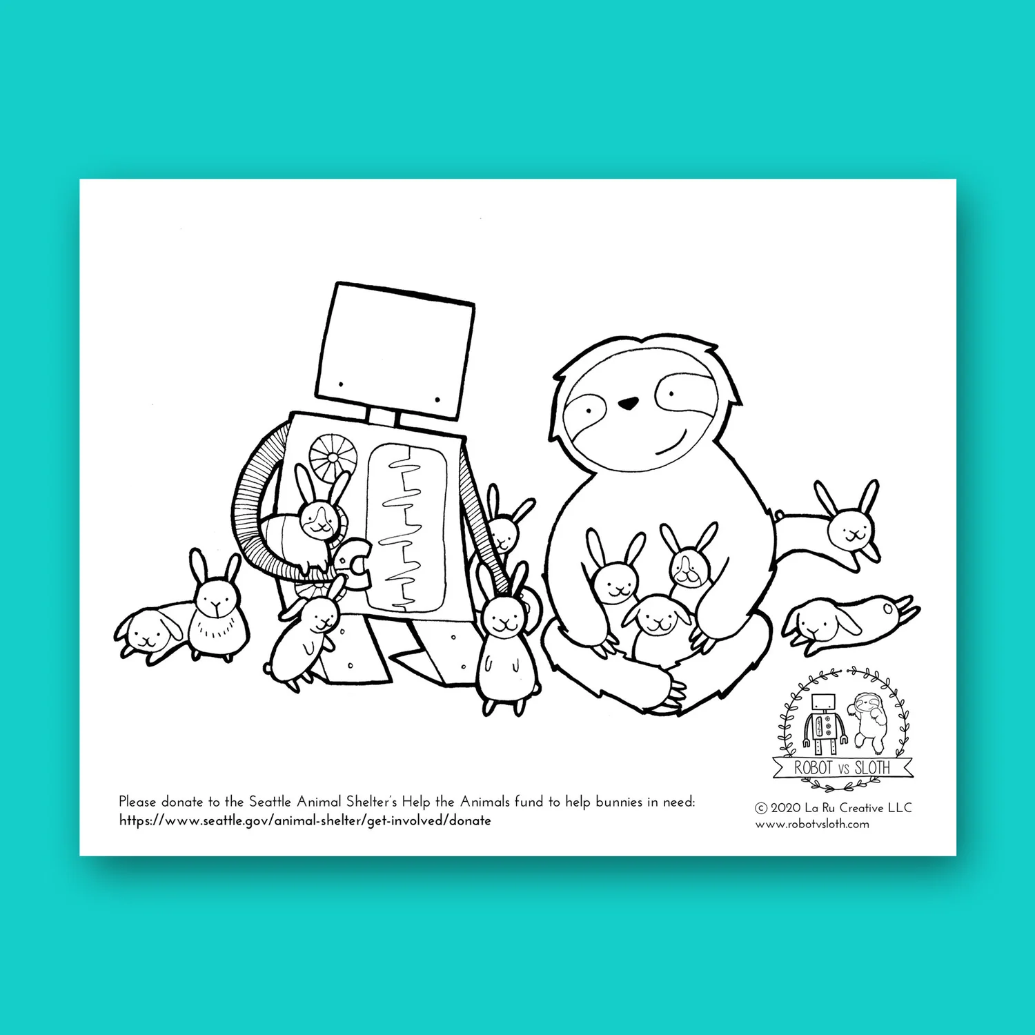 coloringsheets — Robot vs Sloth