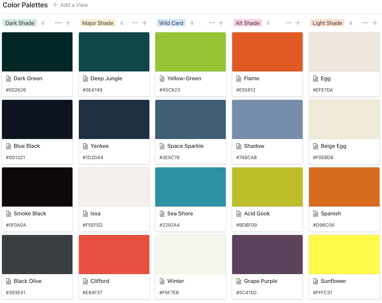 Notion Color Palette Template Notion Color Palette Template