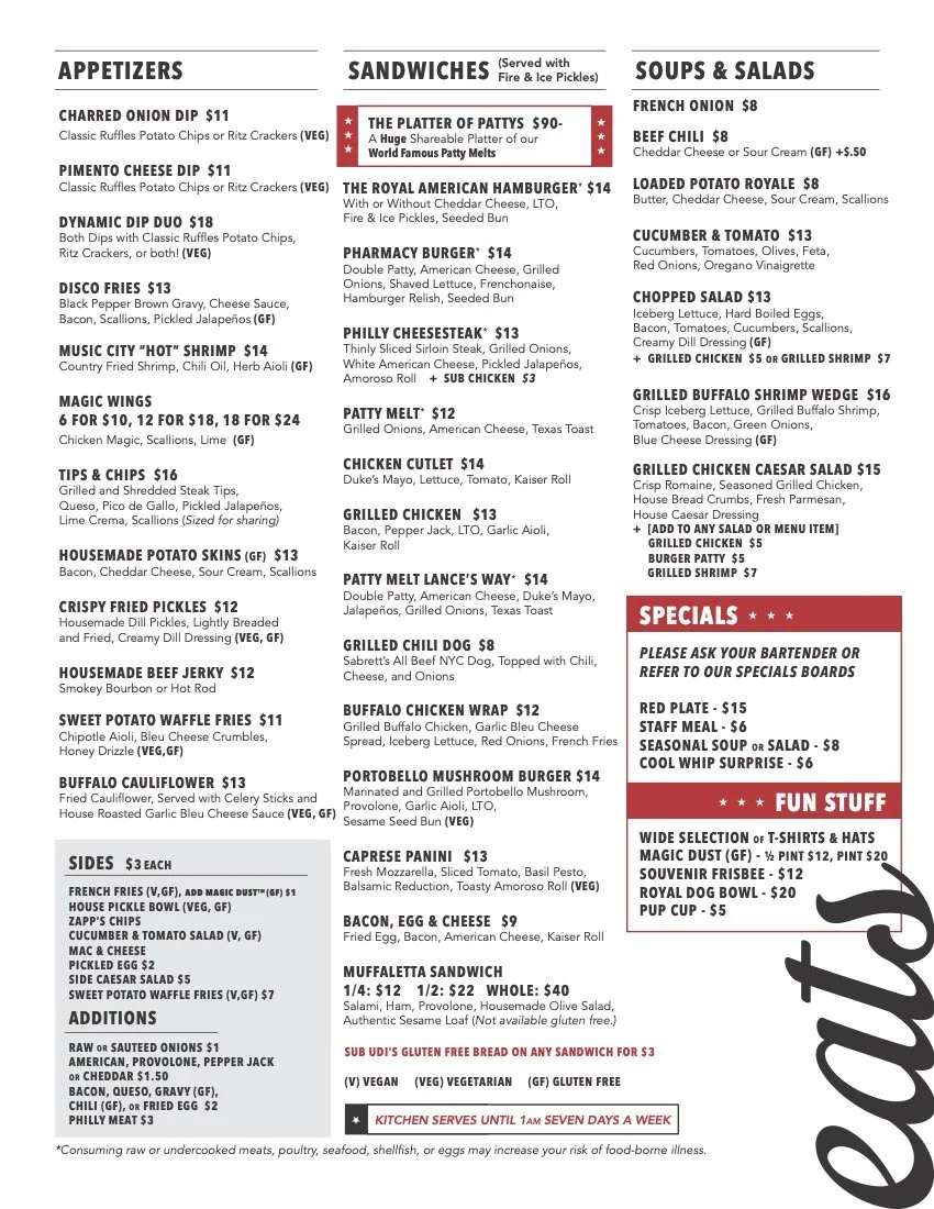Menu — The Royal American