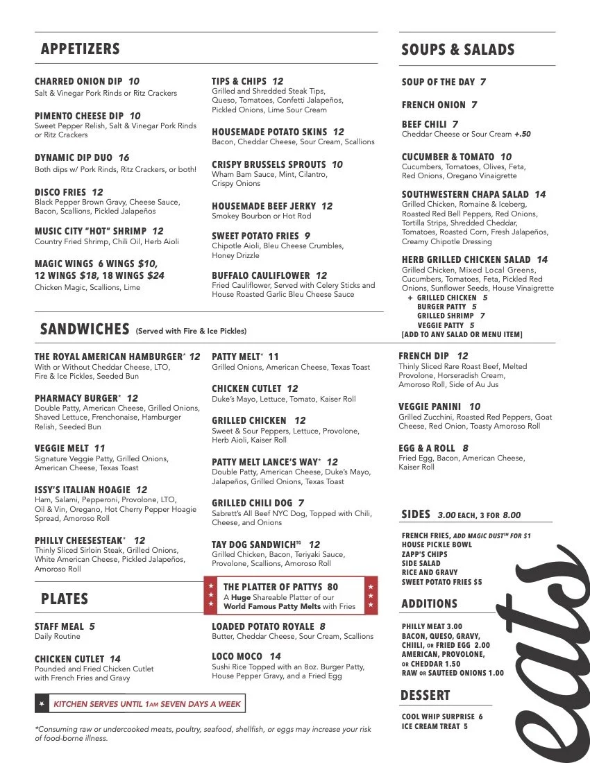 Menu — The Royal American