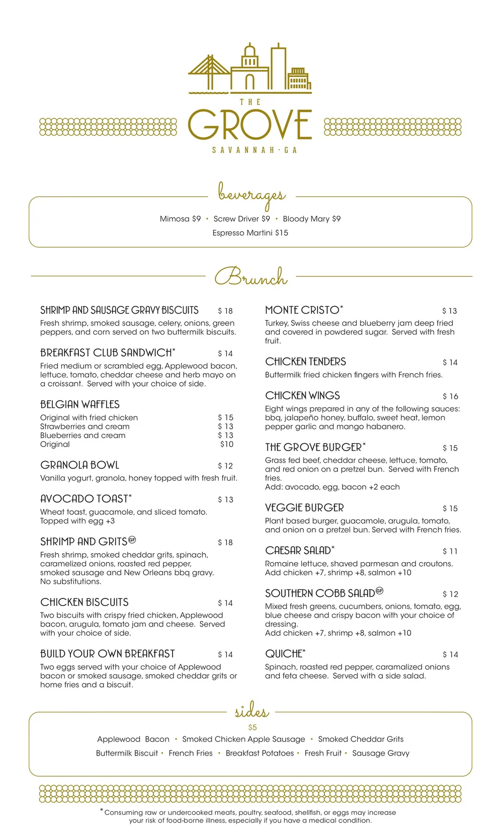 The Grove Menu — Savannah Restaurant & Rooftop Bar in City Market — The ...