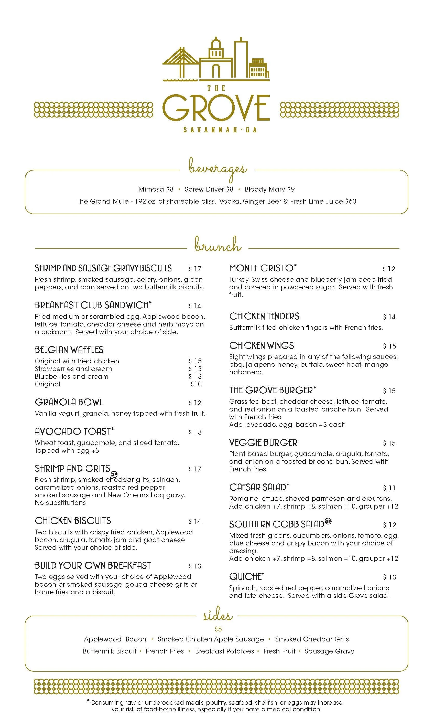 The Grove Menu — Savannah Restaurant & Rooftop Bar in City Market — The ...