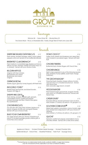 The Grove Menu — Savannah Restaurant & Rooftop Bar in City Market — The ...