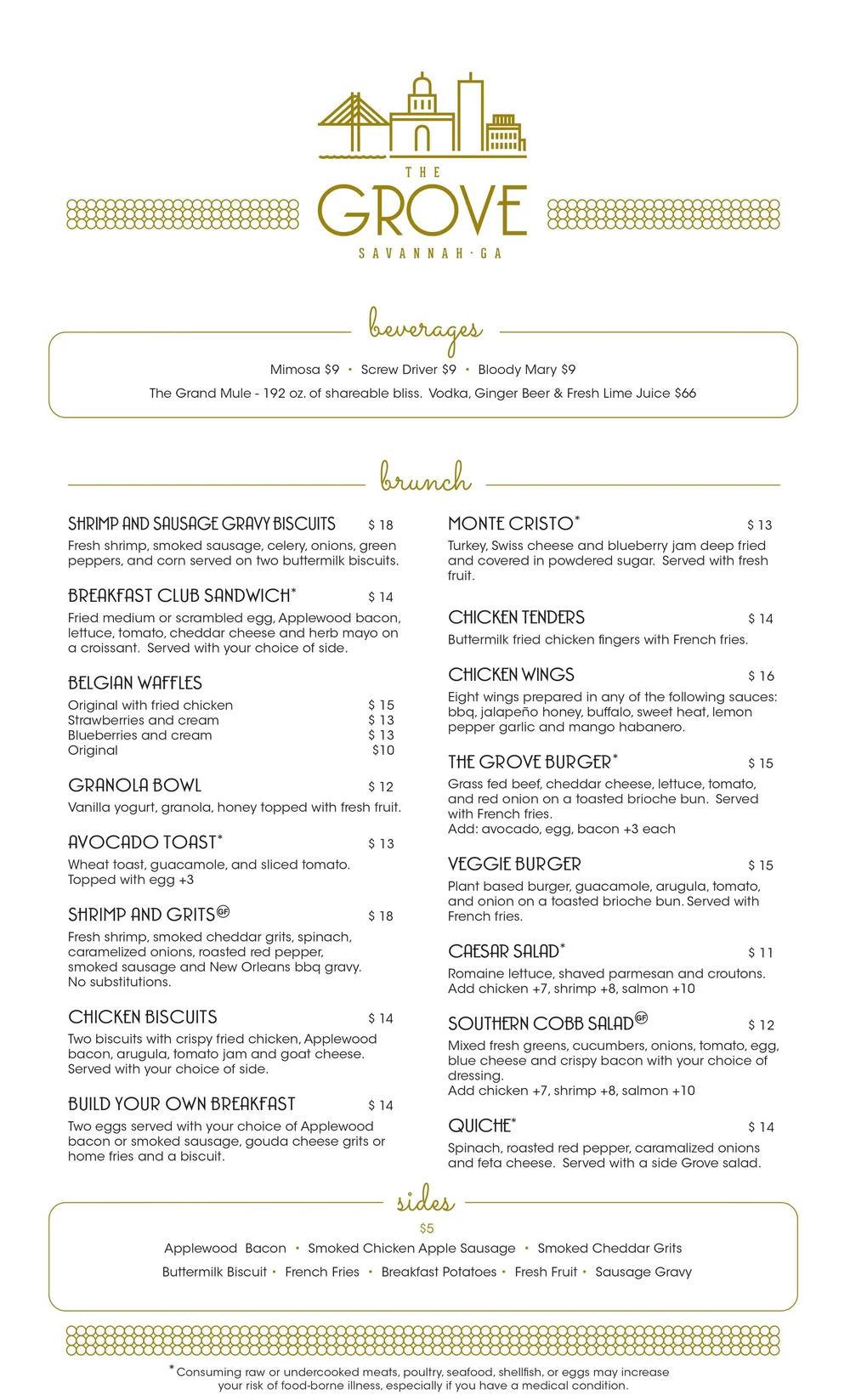 The Grove Menu — Savannah Restaurant & Rooftop Bar in City Market — The ...