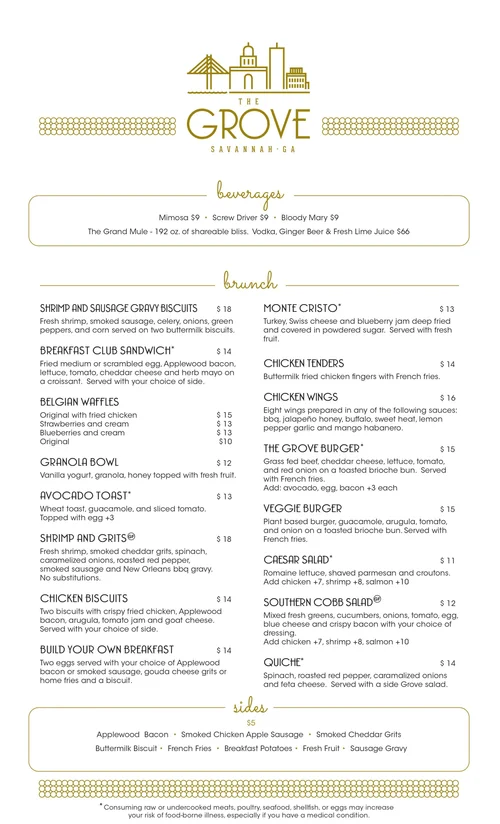 The Grove Menu — Savannah Restaurant & Rooftop Bar in City Market — The ...