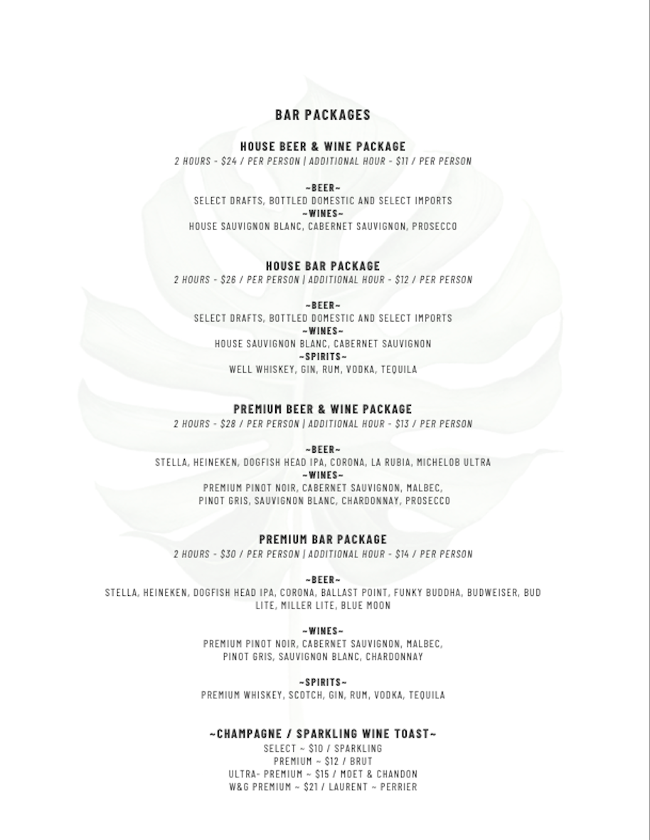 Menu Packages — Wine + Garden