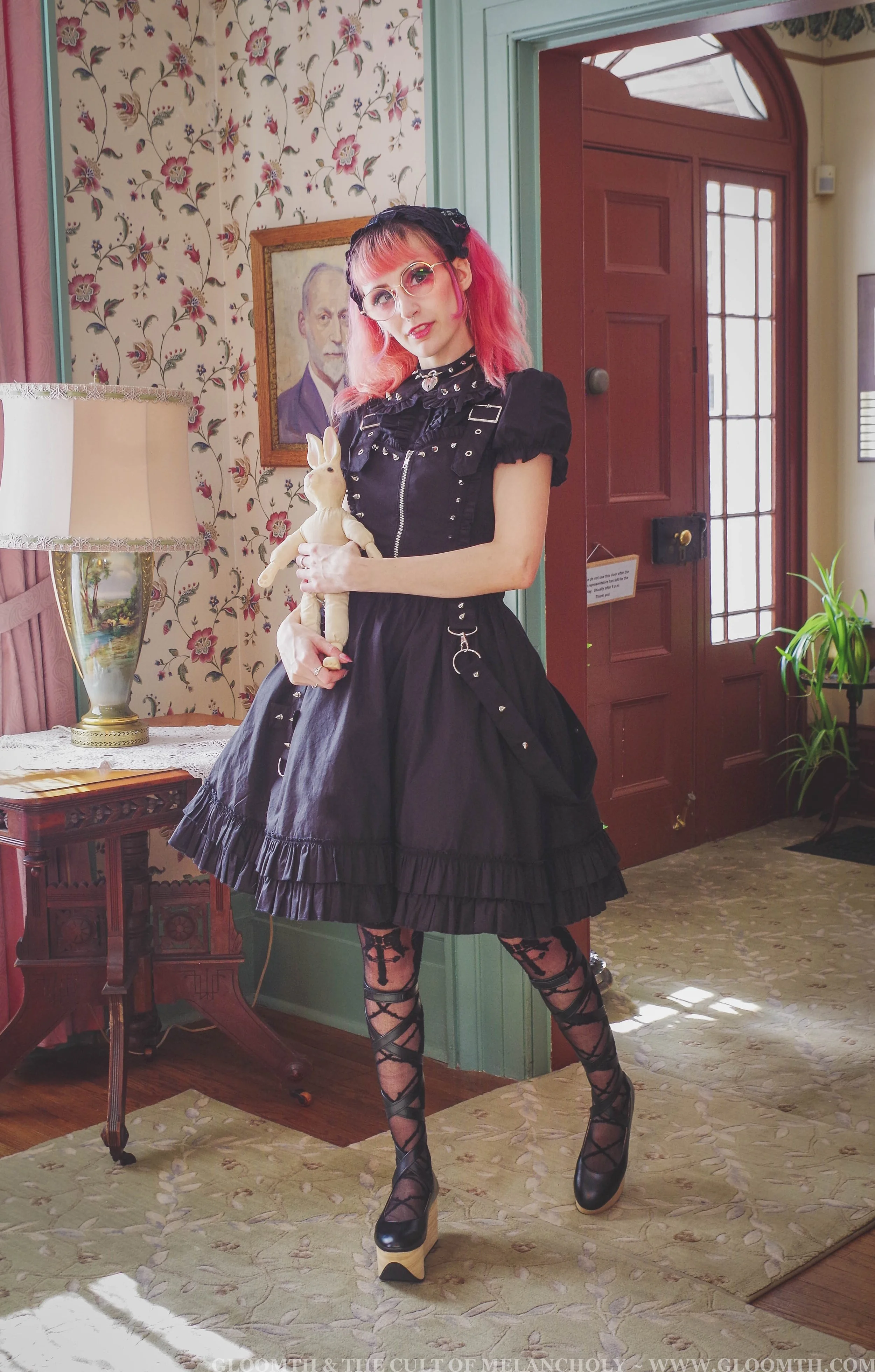 Weaponized Spiked Black Cotton Gothic JSK Dress — Gloomth