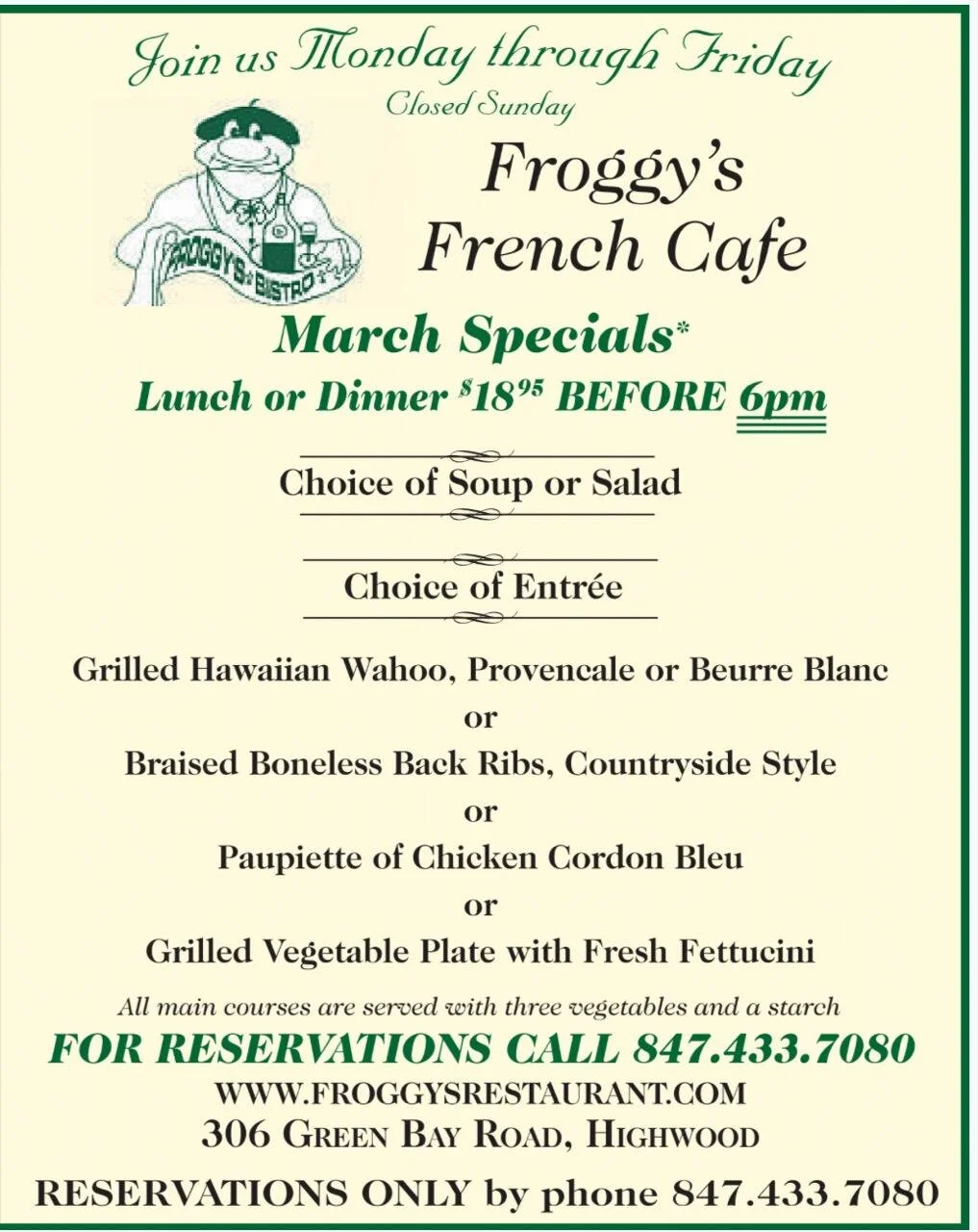 The Monthy EarlyBird — Froggy's French Café