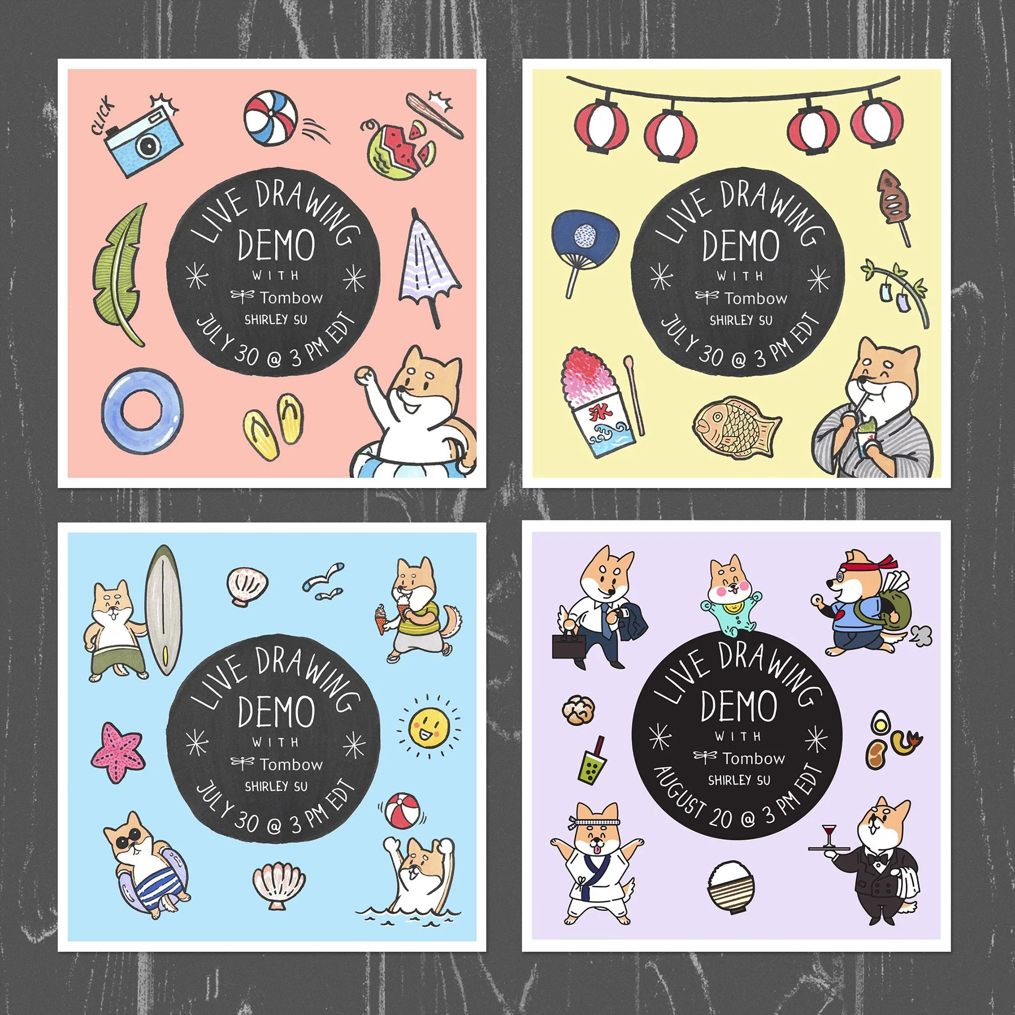 2020 tombow usa live drawing promotional posters — SHIRLEY SU ...