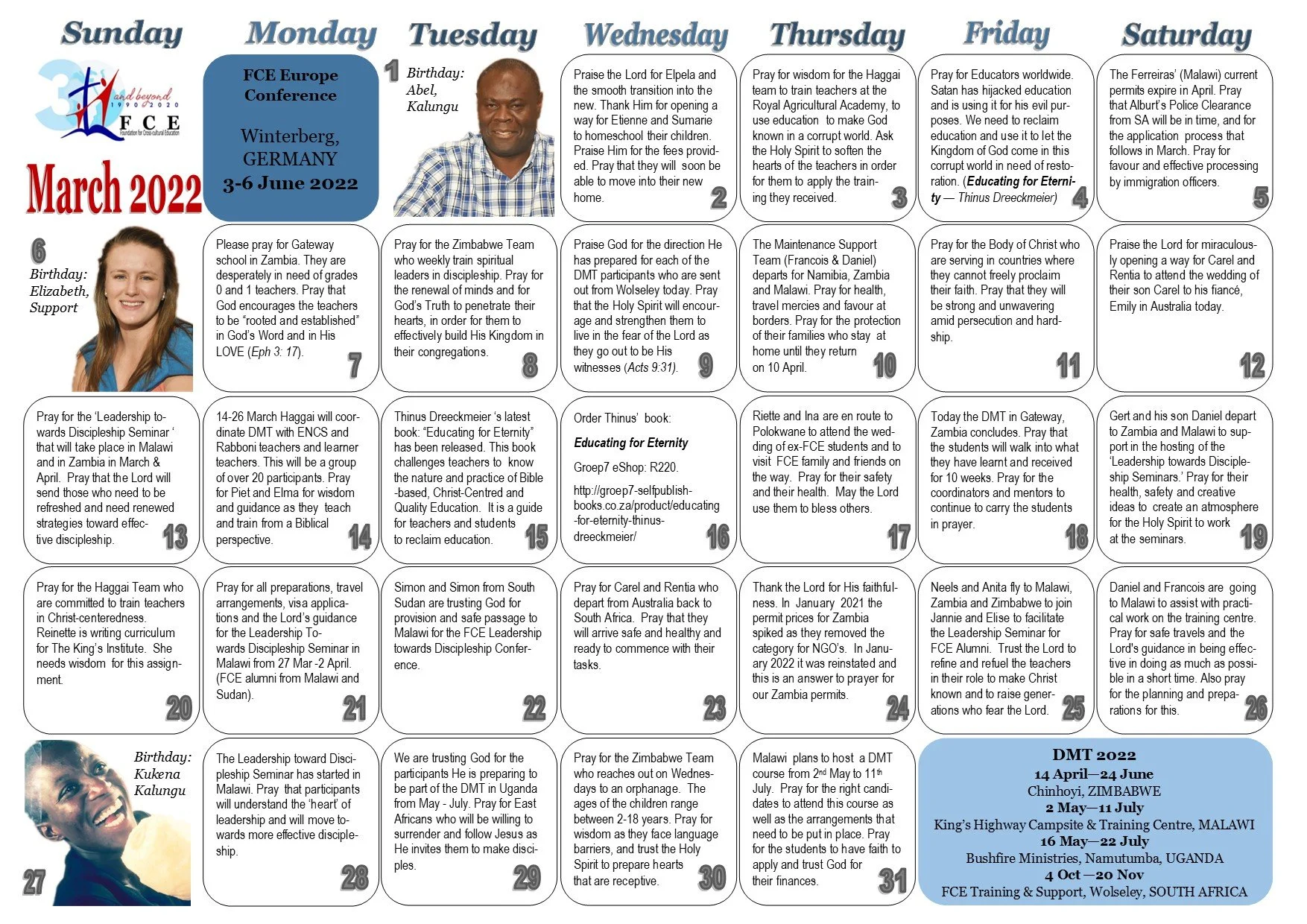 Prayer Calendar | March 2022 — Foundation for Cross-cultural Education