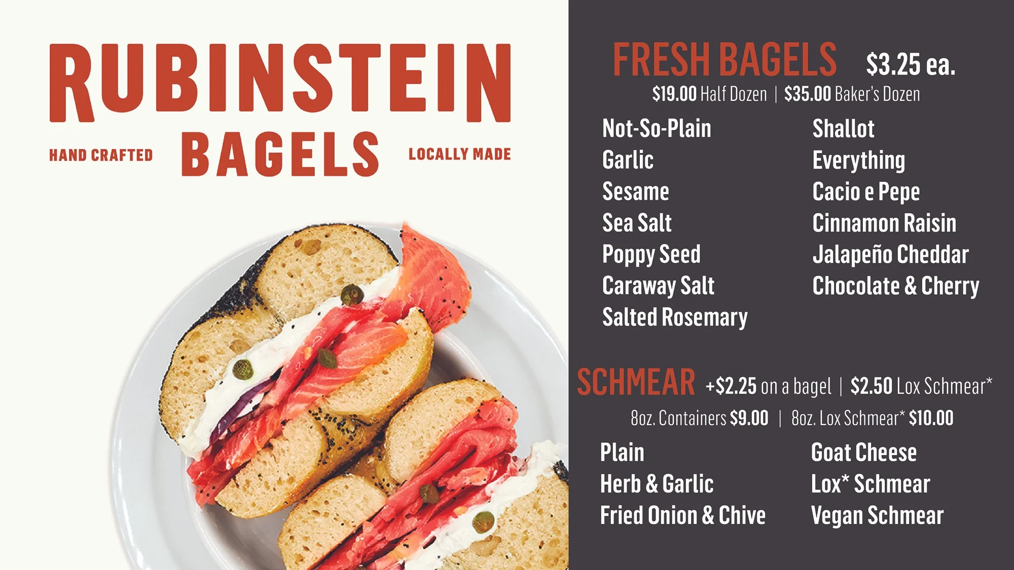 MENU — Rubinstein Bagels