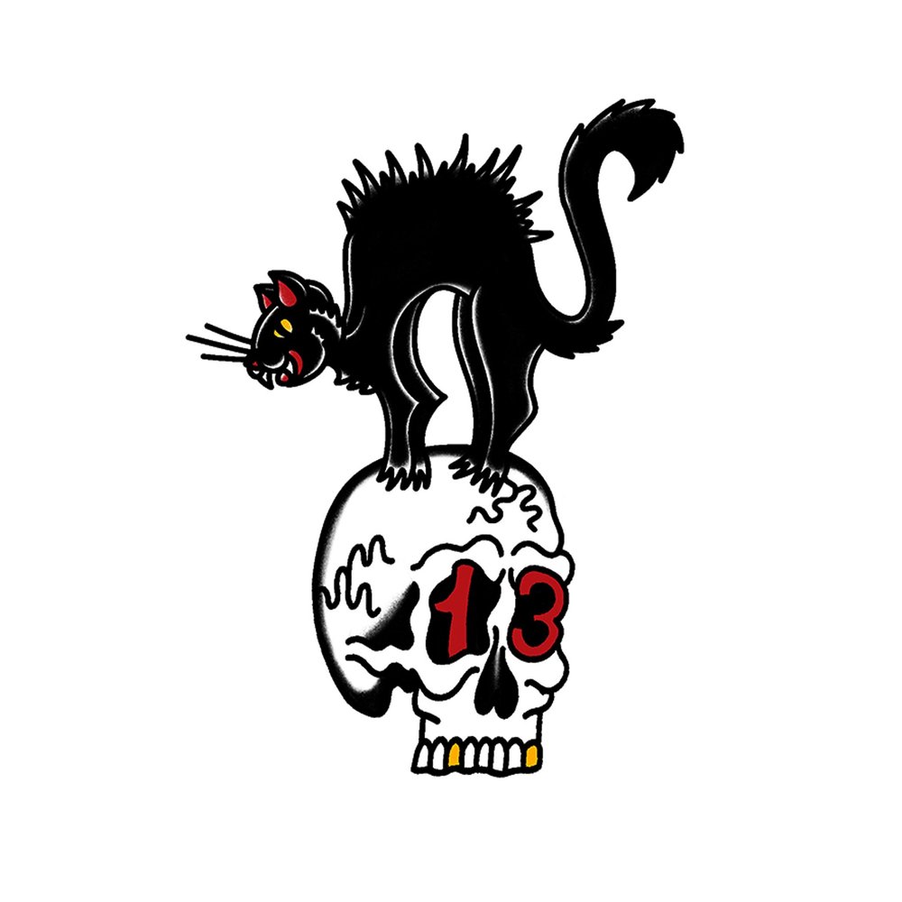Lucky 13 Cat Tattoo