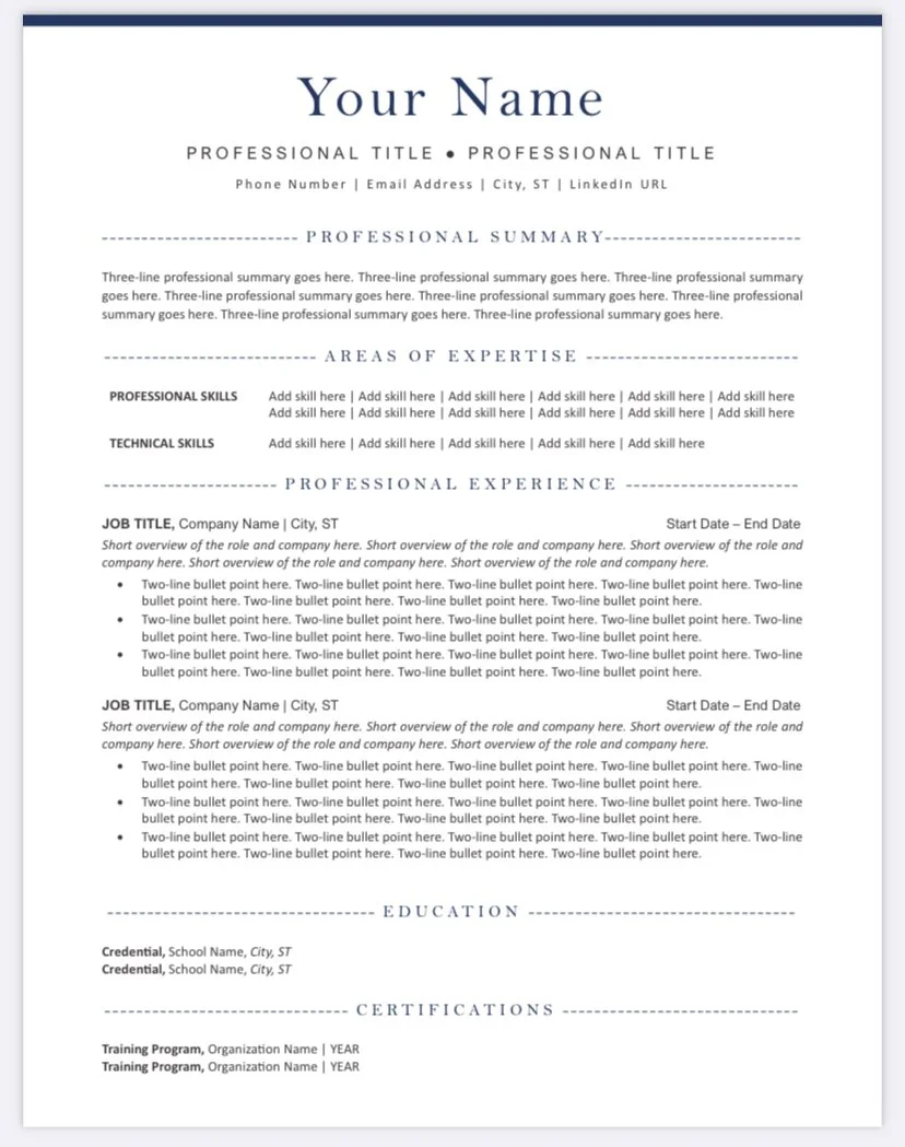 Resume Template 8 — Certified Resume Strategist