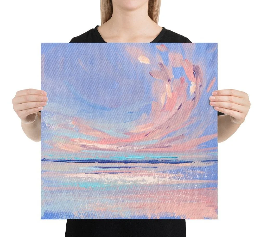 Pastel Skies Art Print, Seascape Painting, Colorful Art Print — Katie ...