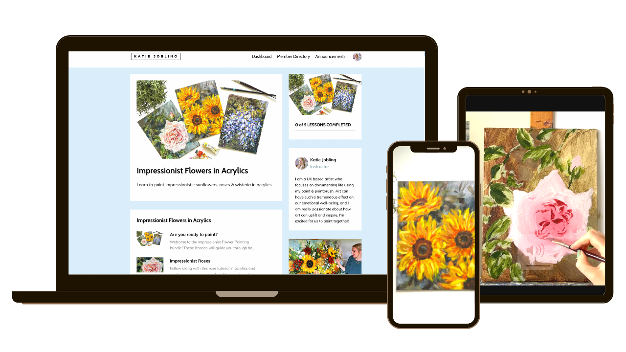 Floral Acrylic Painting Tutorial For Beginners — Katie Jobling