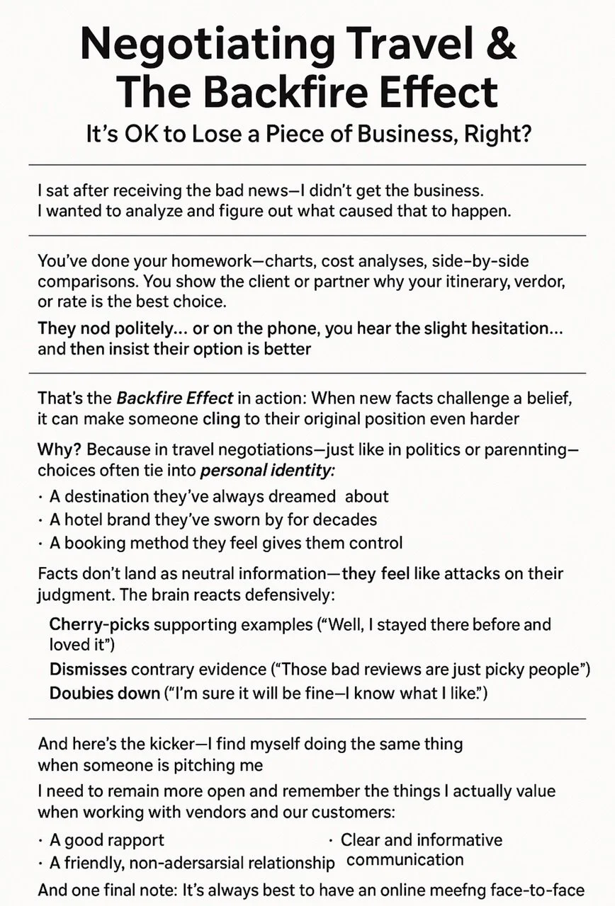 Negotiating Travel & The Backfire Effect — It’s OK to Lose a Piece of ...