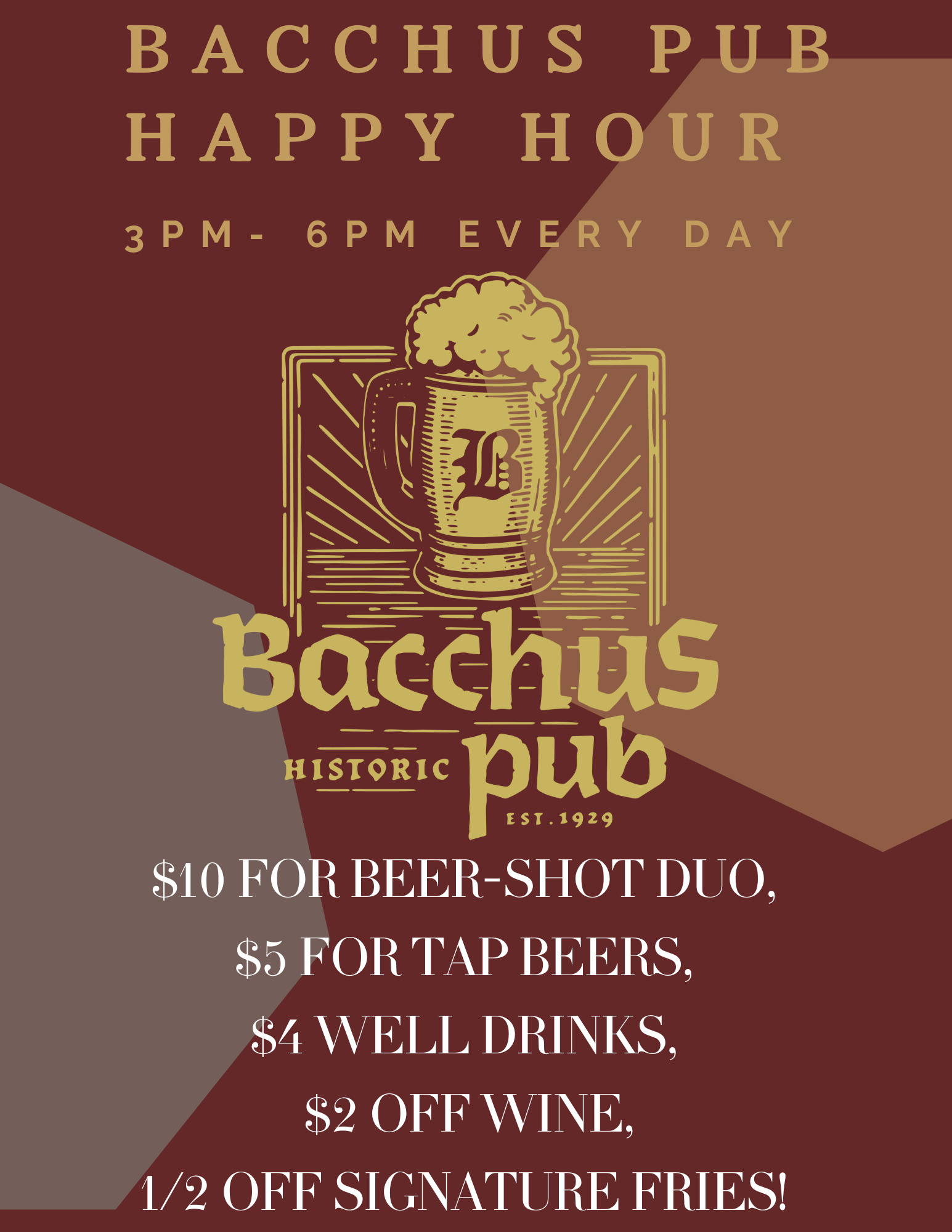 Happy Hour At The Bacchus Pub — Historic Bacchus Pub