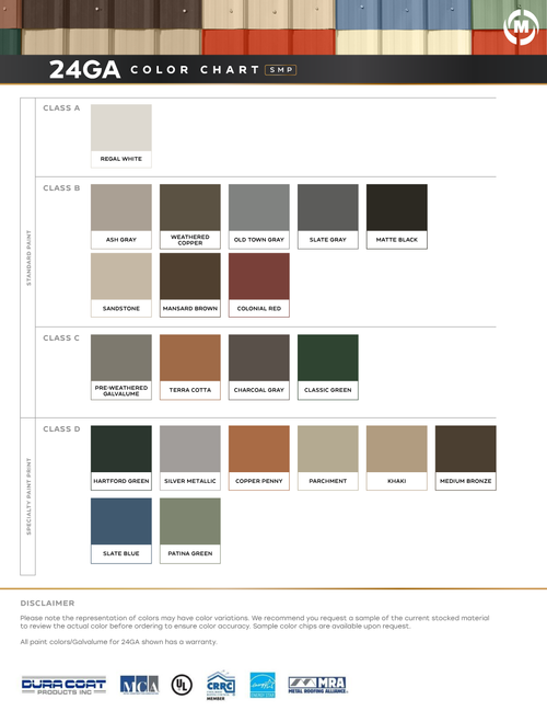 Color Chart - 24 Gauge — Metroll