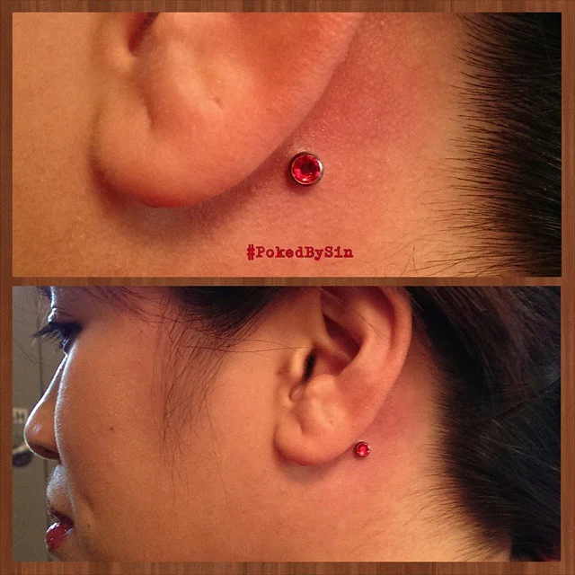 Dermal Piercing Behind Ear