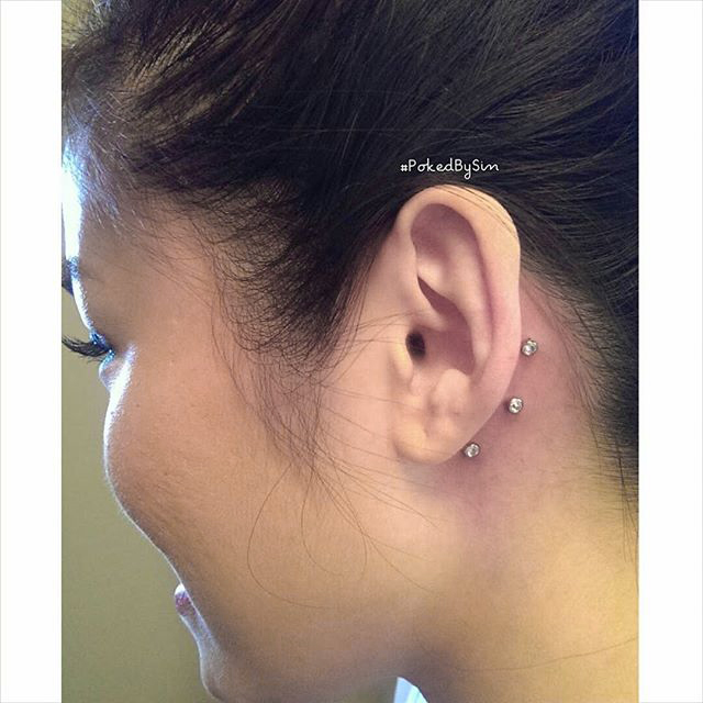 Dermal Piercing Behind Ear