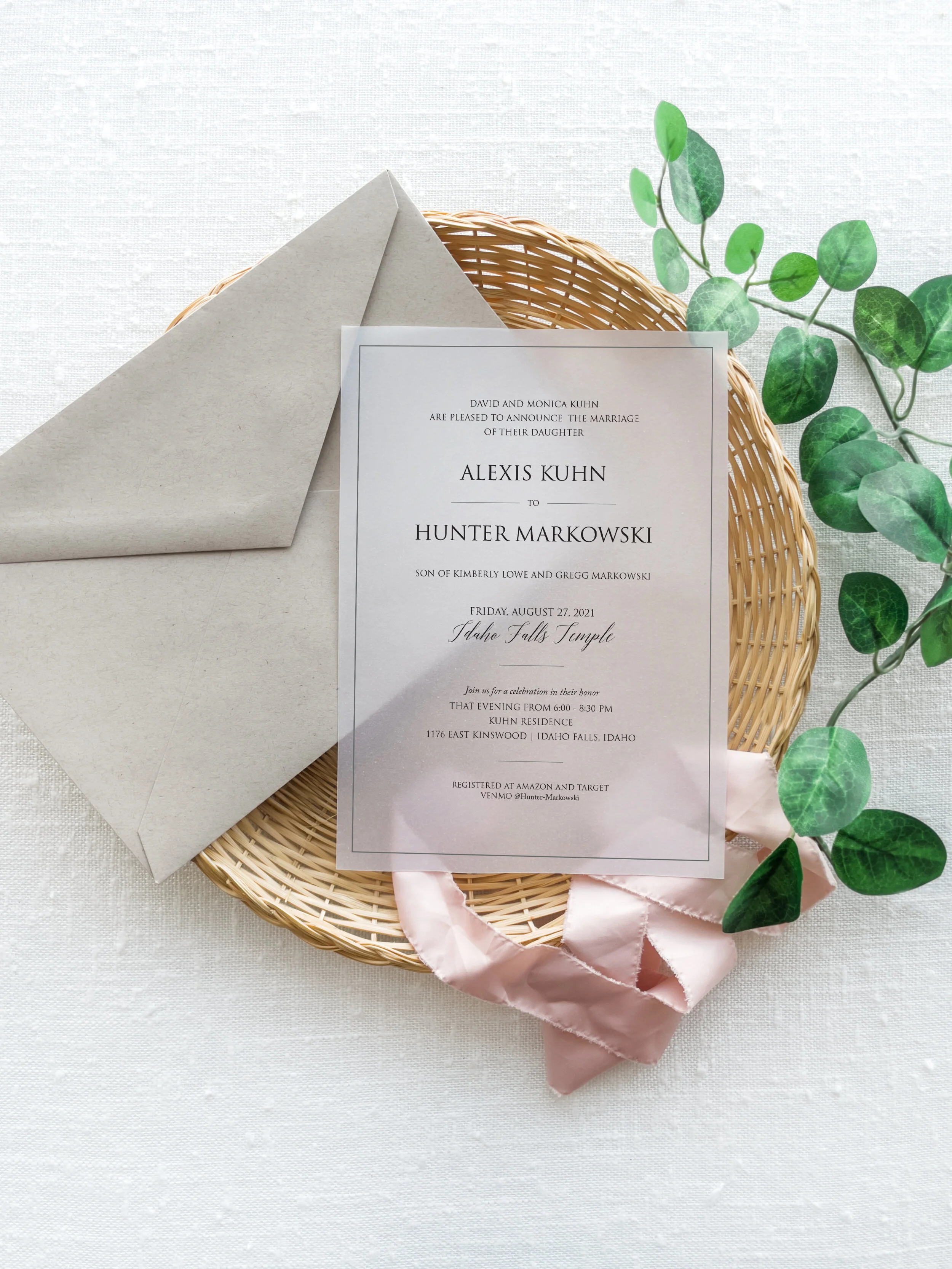 Vellum Wedding Invitations — Anthology Print