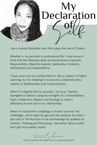 Declaration of Self: How to Create Your Personal Manifesto — Kisha ...